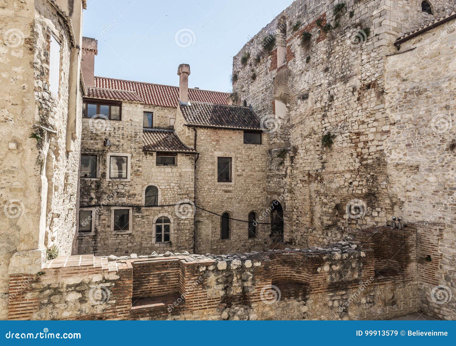 Ancient Buildings on the Streets of Split in Croatia. Stock Image ...