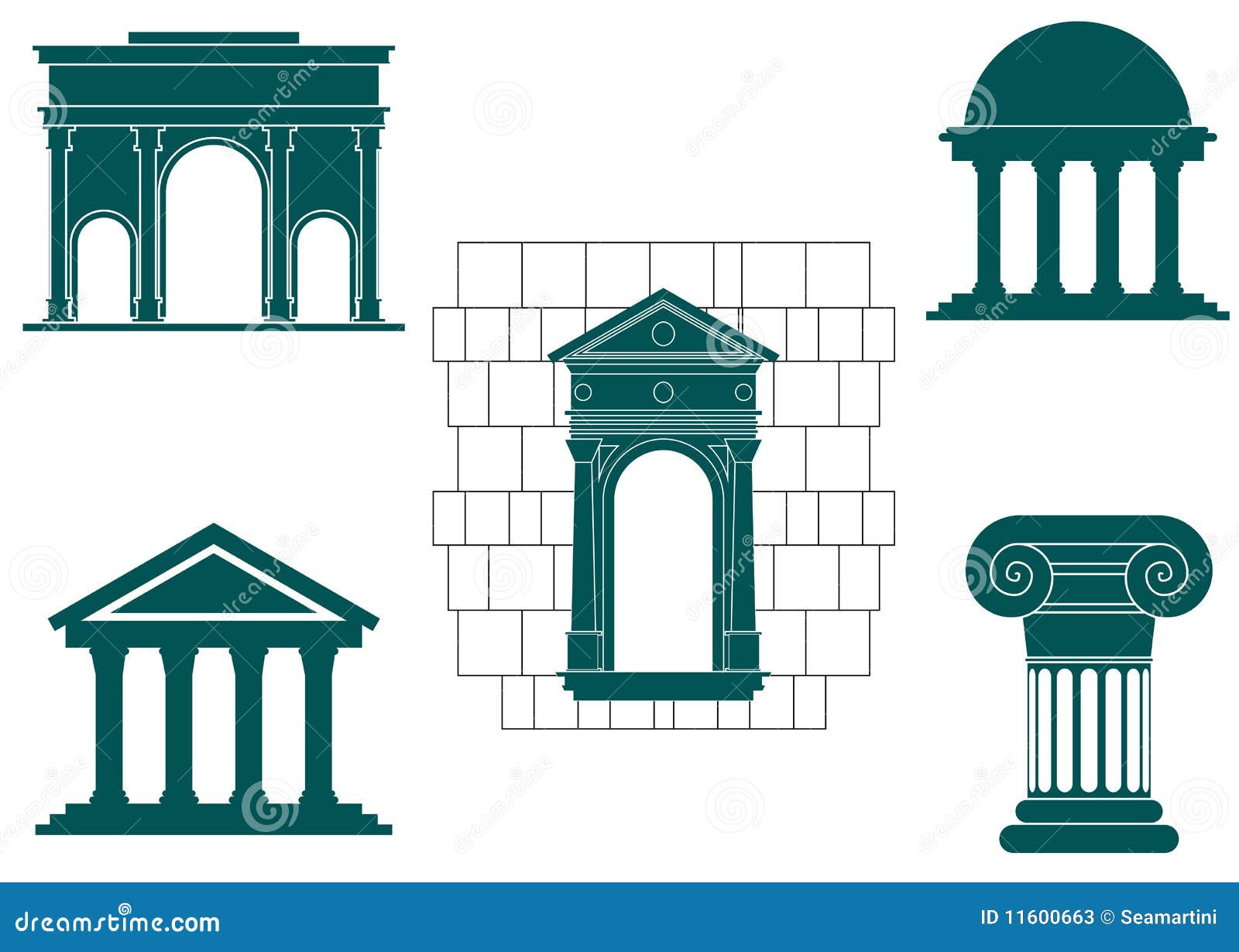 Ancient buildings symbols stock vector. Illustration of mansion - 11600663