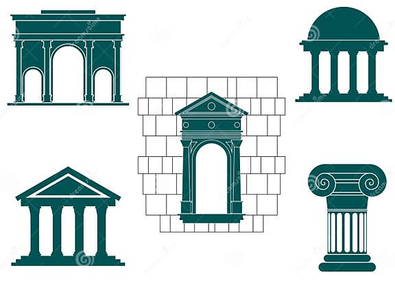 Ancient buildings symbols stock vector. Illustration of mansion - 11600663