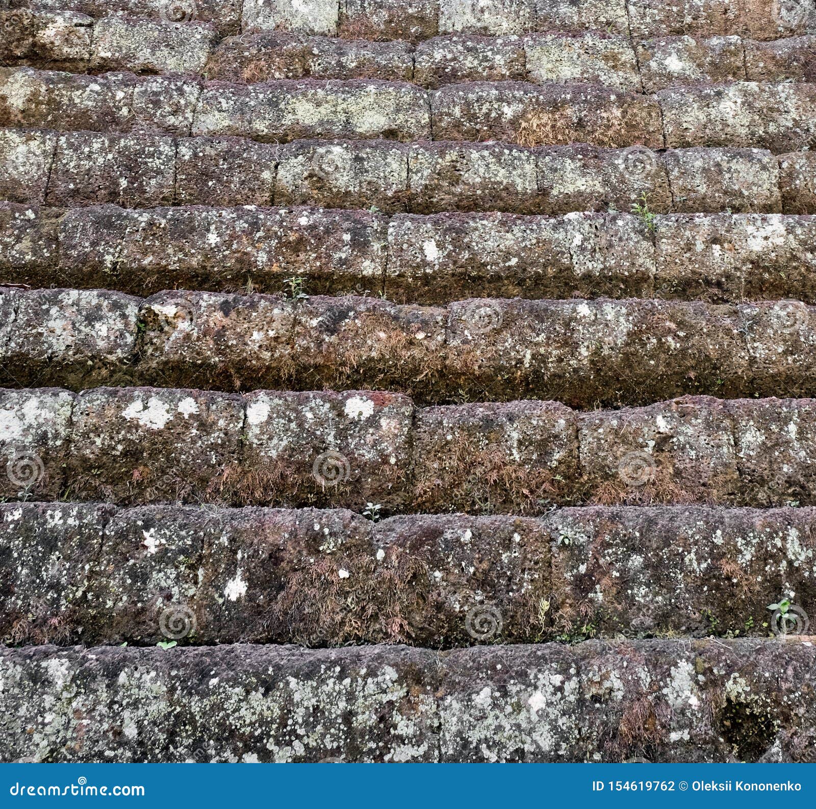 Ancient, Built of Stone Blocks, Steps. Masonry, Overgrown with Moss ...