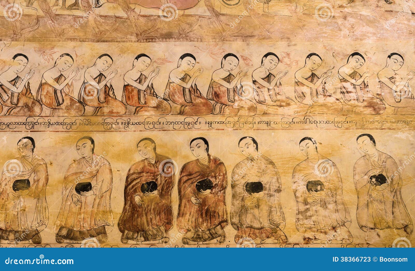 Ancient Burmese mural stock image. Image of colorful - 38366723