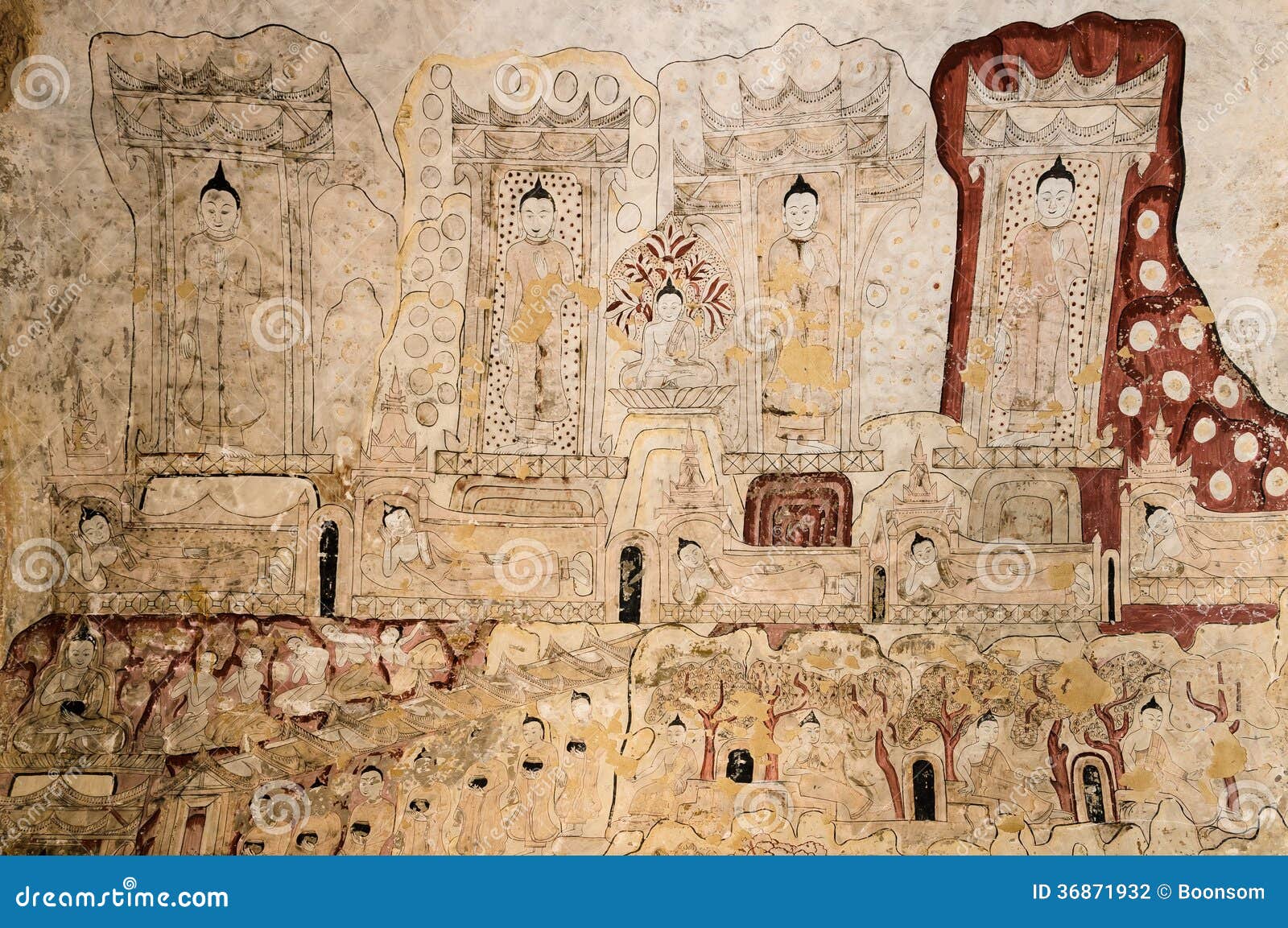 Ancient Burmese Mural Royalty-Free Stock Photography | CartoonDealer ...