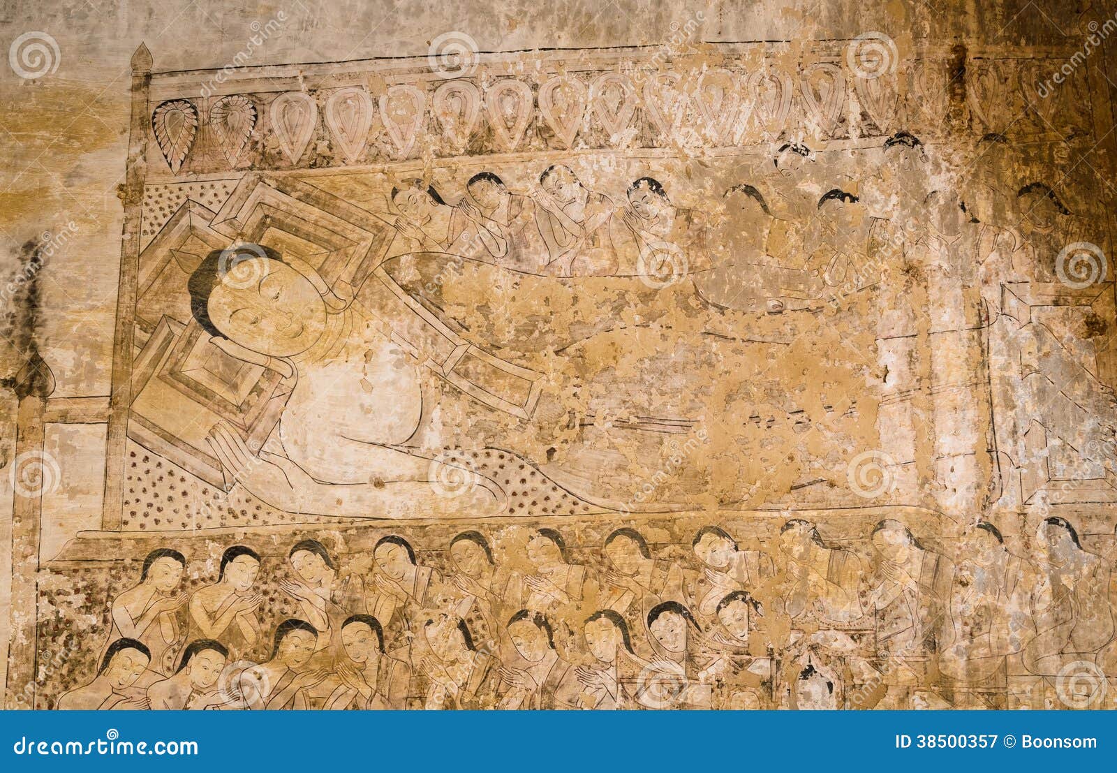 Ancient Burmese mural stock image. Image of traditional - 38500357
