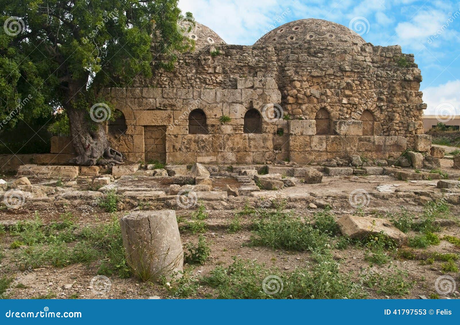 Ancient Byzantine Baths with Big Tree Stock Image - Image of dome ...