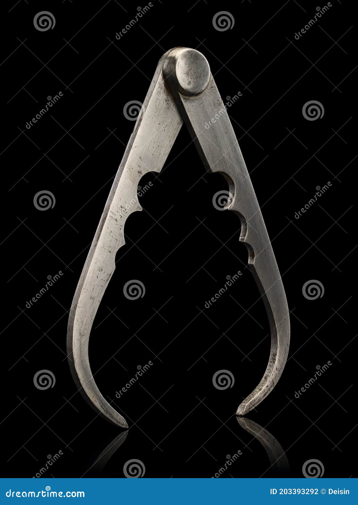 Ancient calipers, close-up stock photo. Image of measuring - 203393292