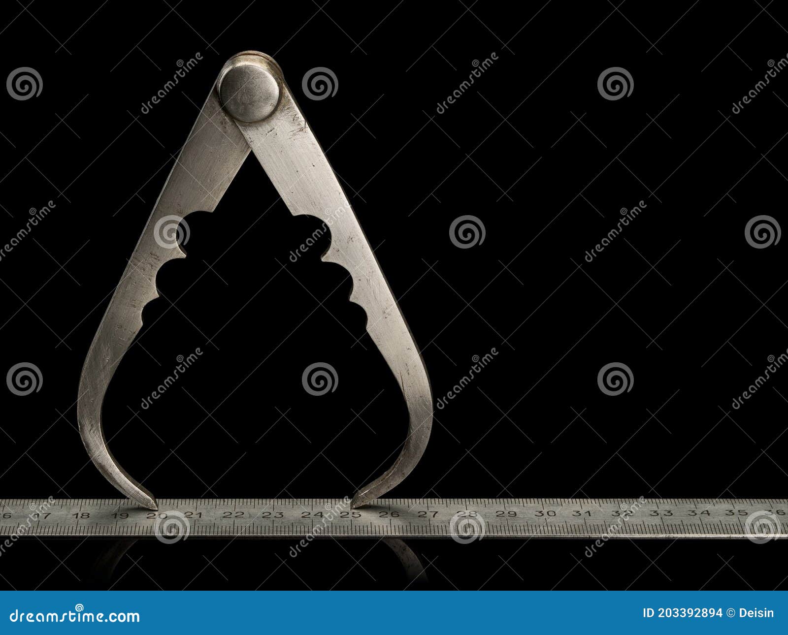 Ancient Calipers and Measuring Ruler Close-up Stock Photo - Image of ...