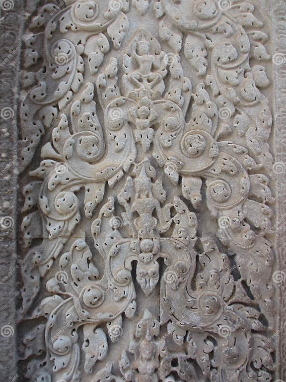 Ancient Cambodian pattern. stock photo. Image of wall - 258703596