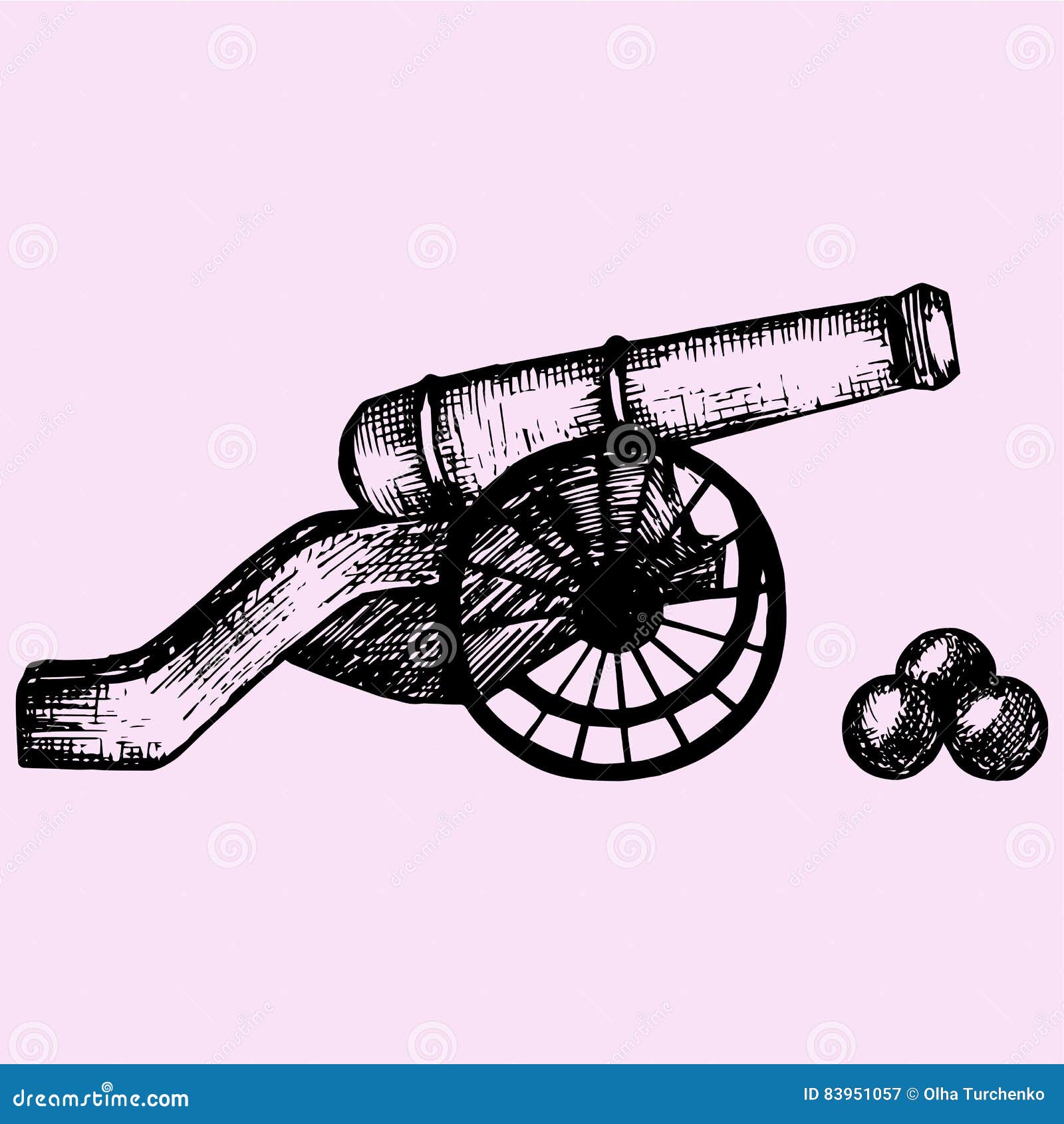 Ancient cannon stock vector. Illustration of cannon, army - 83951057