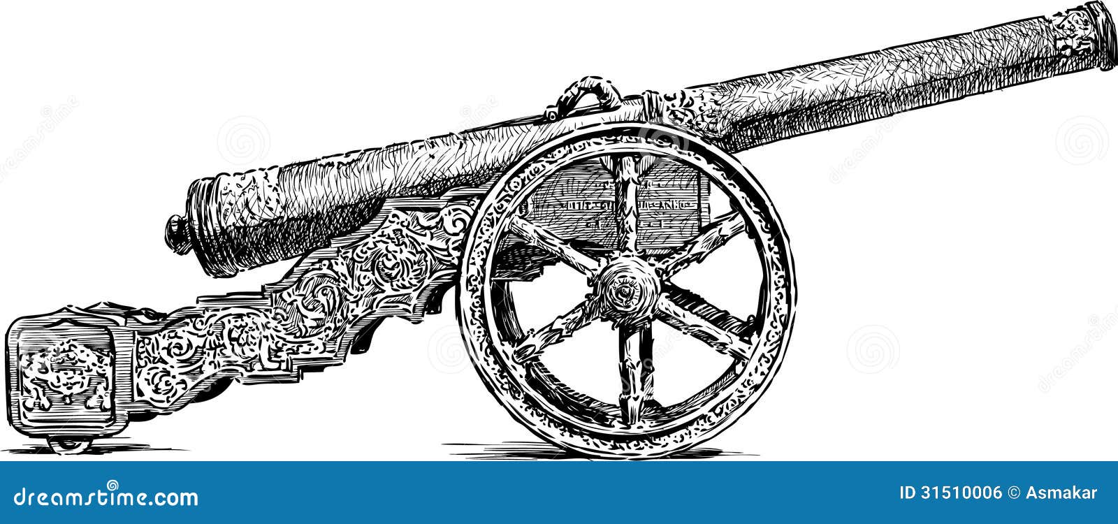 Ancient cannon stock vector. Illustration of sketch, carriage - 31510006