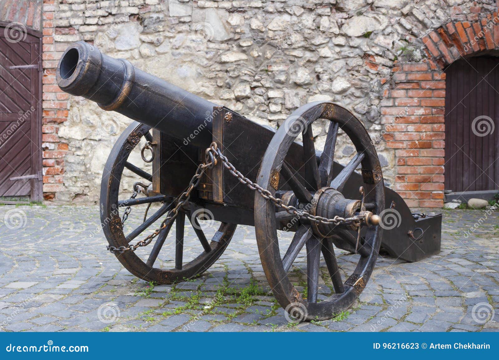 Ancient Cannon On Wheels In Castle. Stock Photo | CartoonDealer.com ...