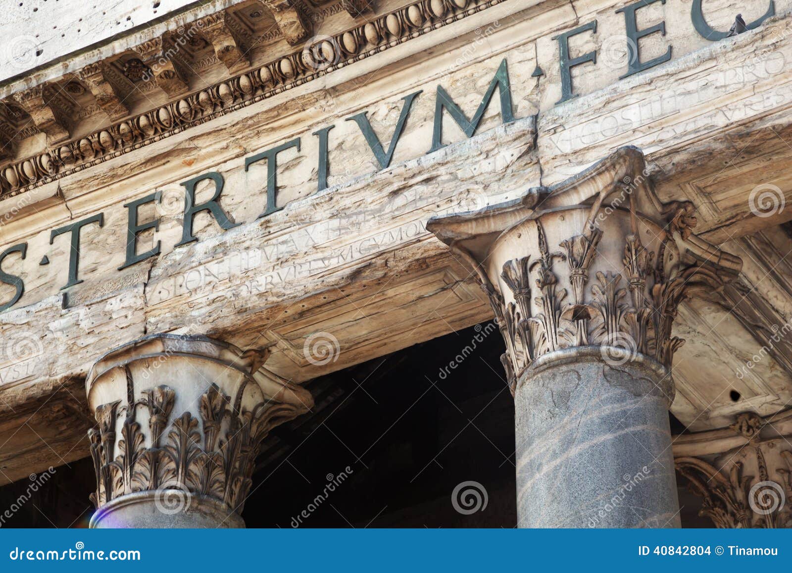 Ancient Capitals of Pantheon in Rome Stock Photo - Image of detail ...