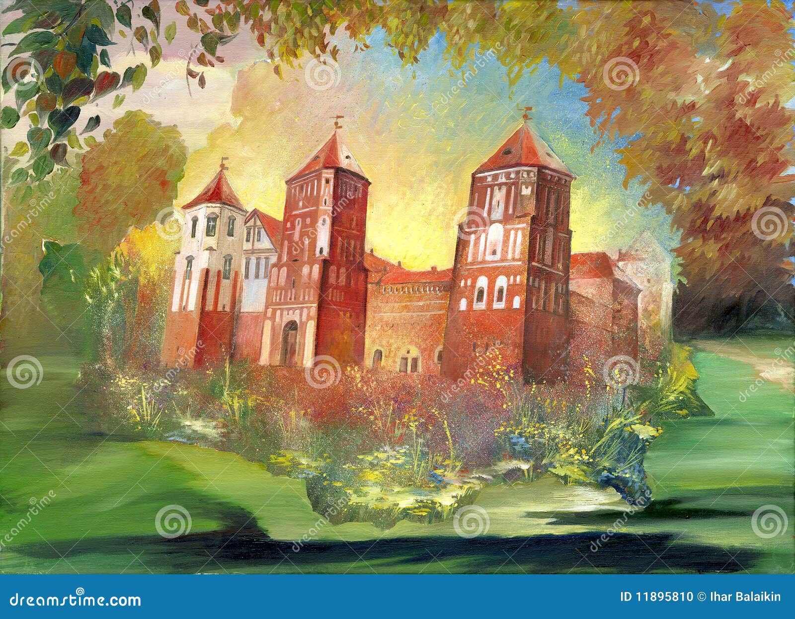 Ancient castle stock illustration. Illustration of impressionism - 11895810