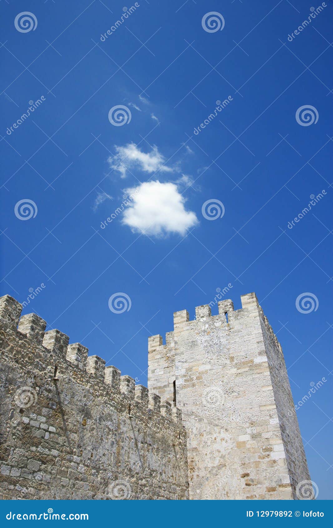 Ancient Castle Battlement and Tower Stock Photo - Image of cloud ...