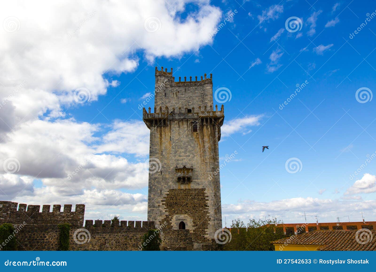 Ancient Castle of Beja, Sky. Portugal Stock Image - Image of wall ...
