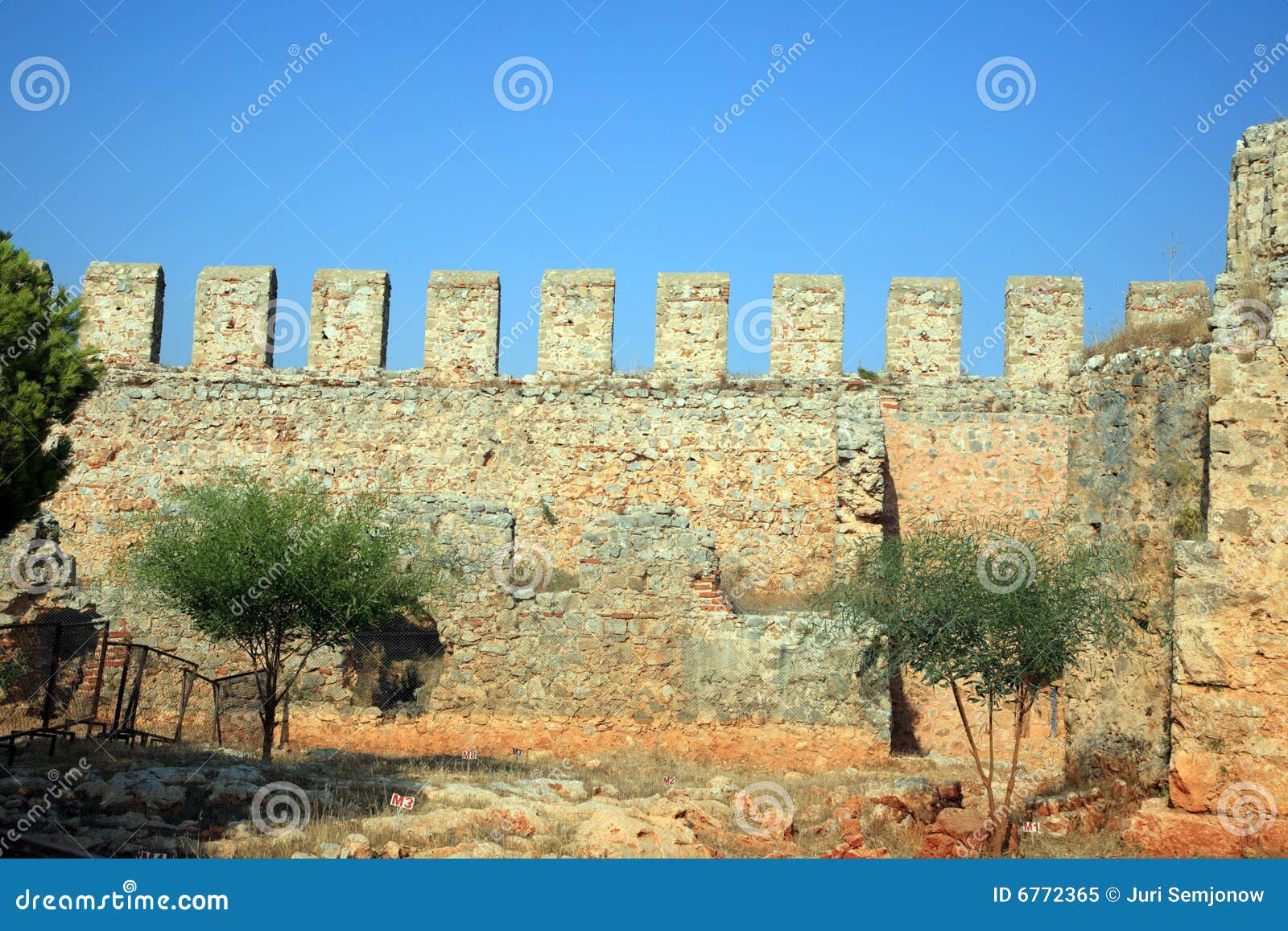 Ancient Castle Defense Wall. Stock Image - Image of stonework, ruins ...