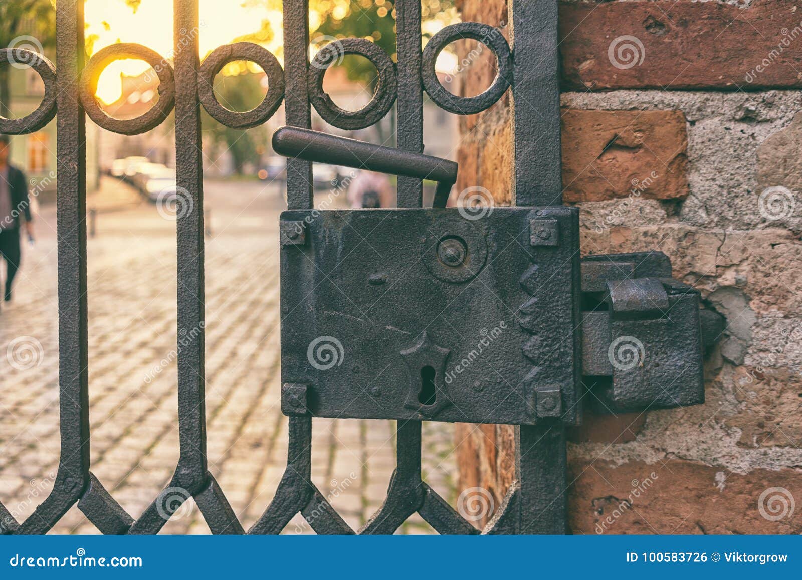 Ancient castle on the door stock photo. Image of ironwork - 100583726