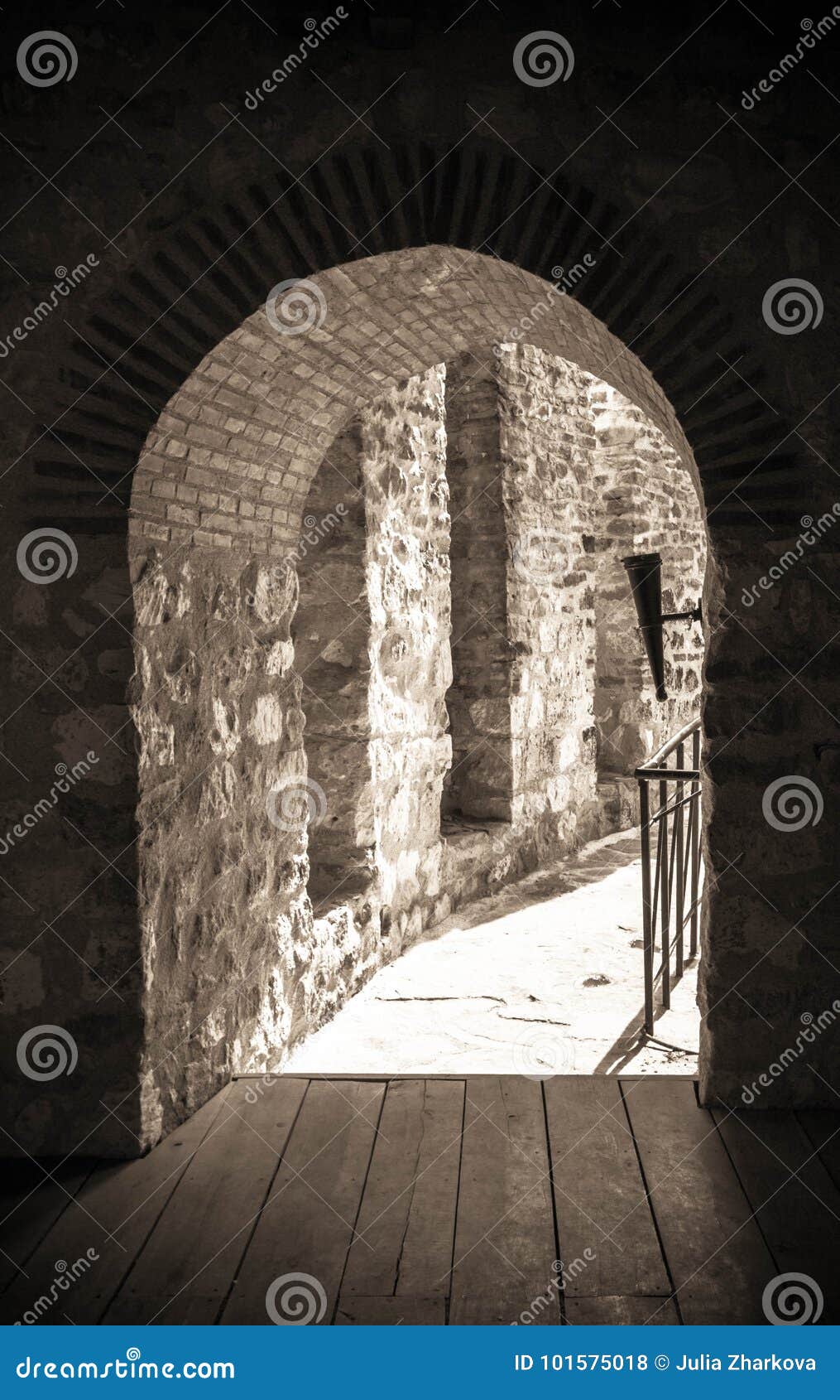 Ancient Castle Entrance. Ruined Brick Fort Dungeon Stock Photo - Image ...