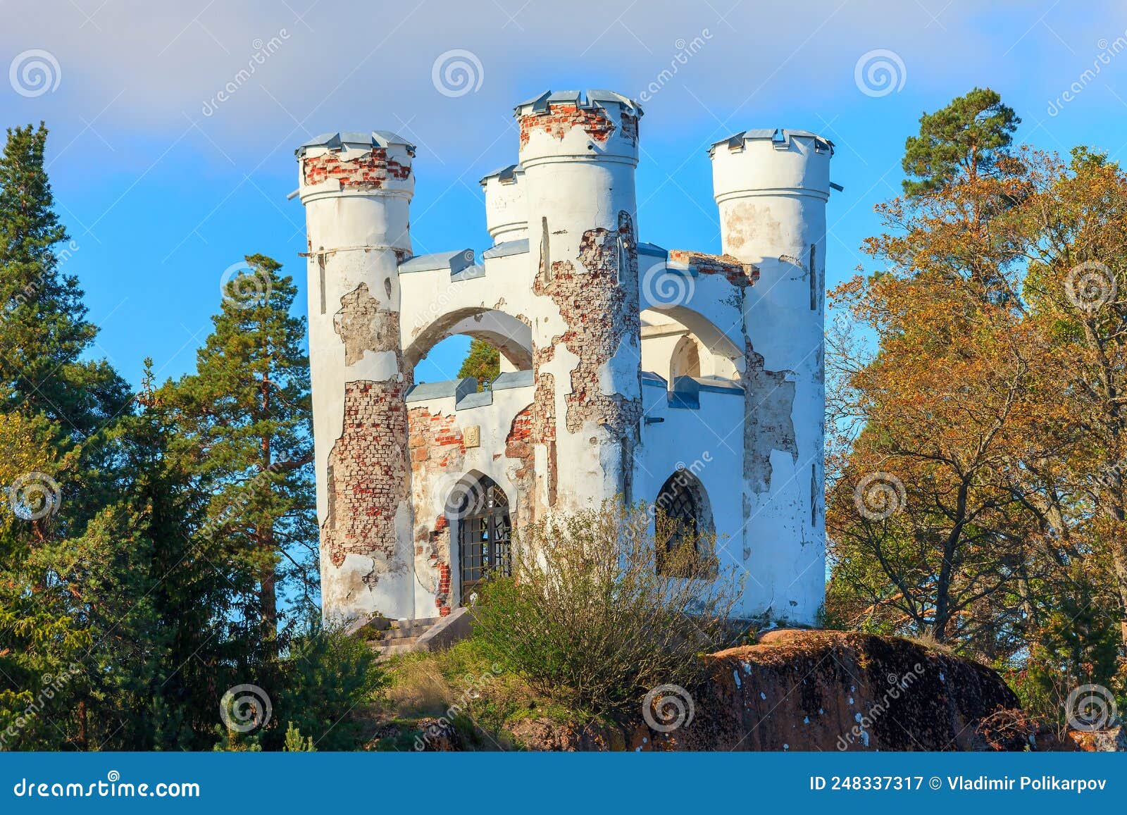Ancient Castle in Mon Repos Park Stock Image - Image of history, white ...