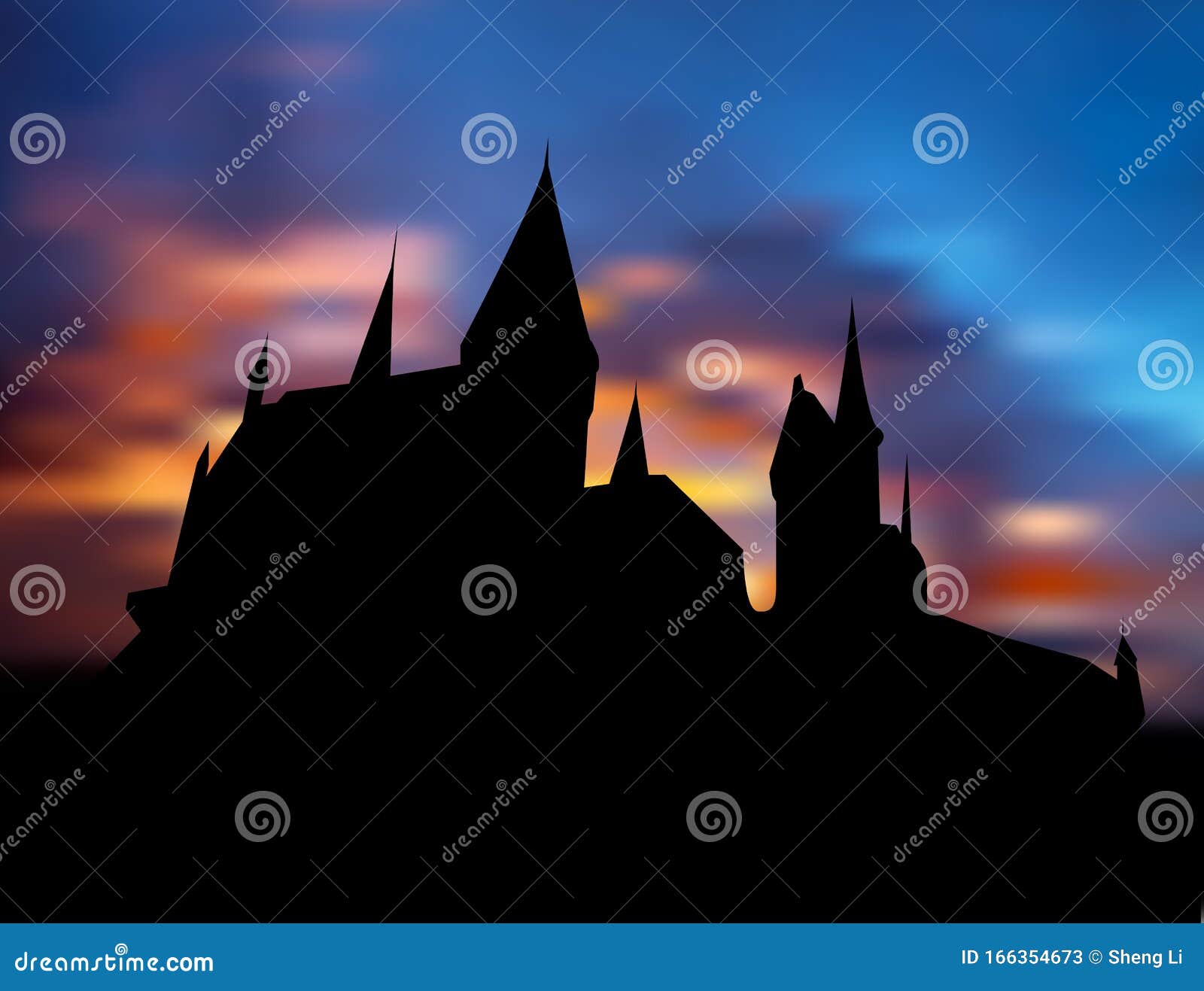 An Ancient Castle at Nightfall Stock Vector - Illustration of nightfall ...