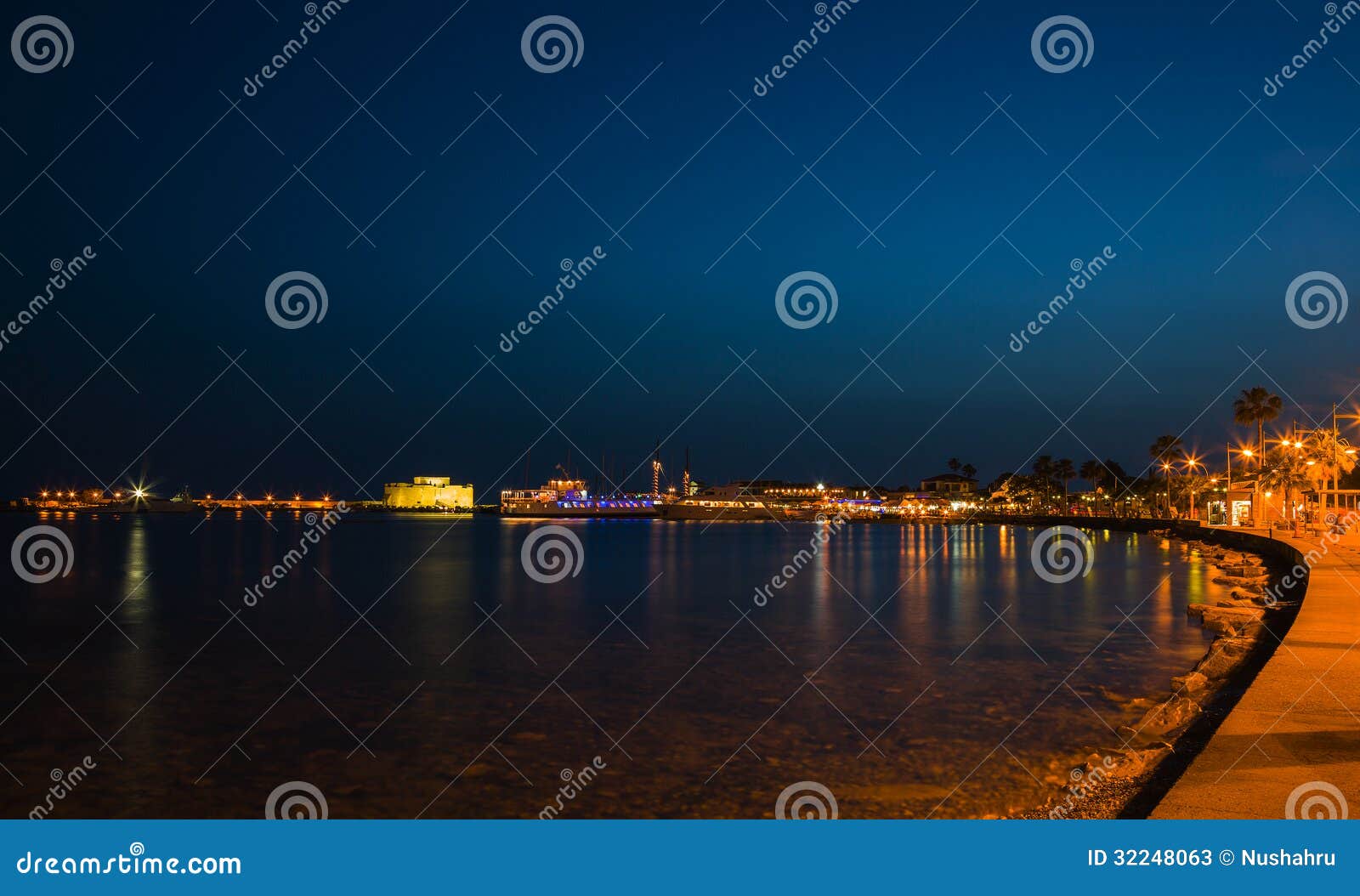 Ancient Castle in Paphos at Sunset, Cyprus Stock Image - Image of quay ...