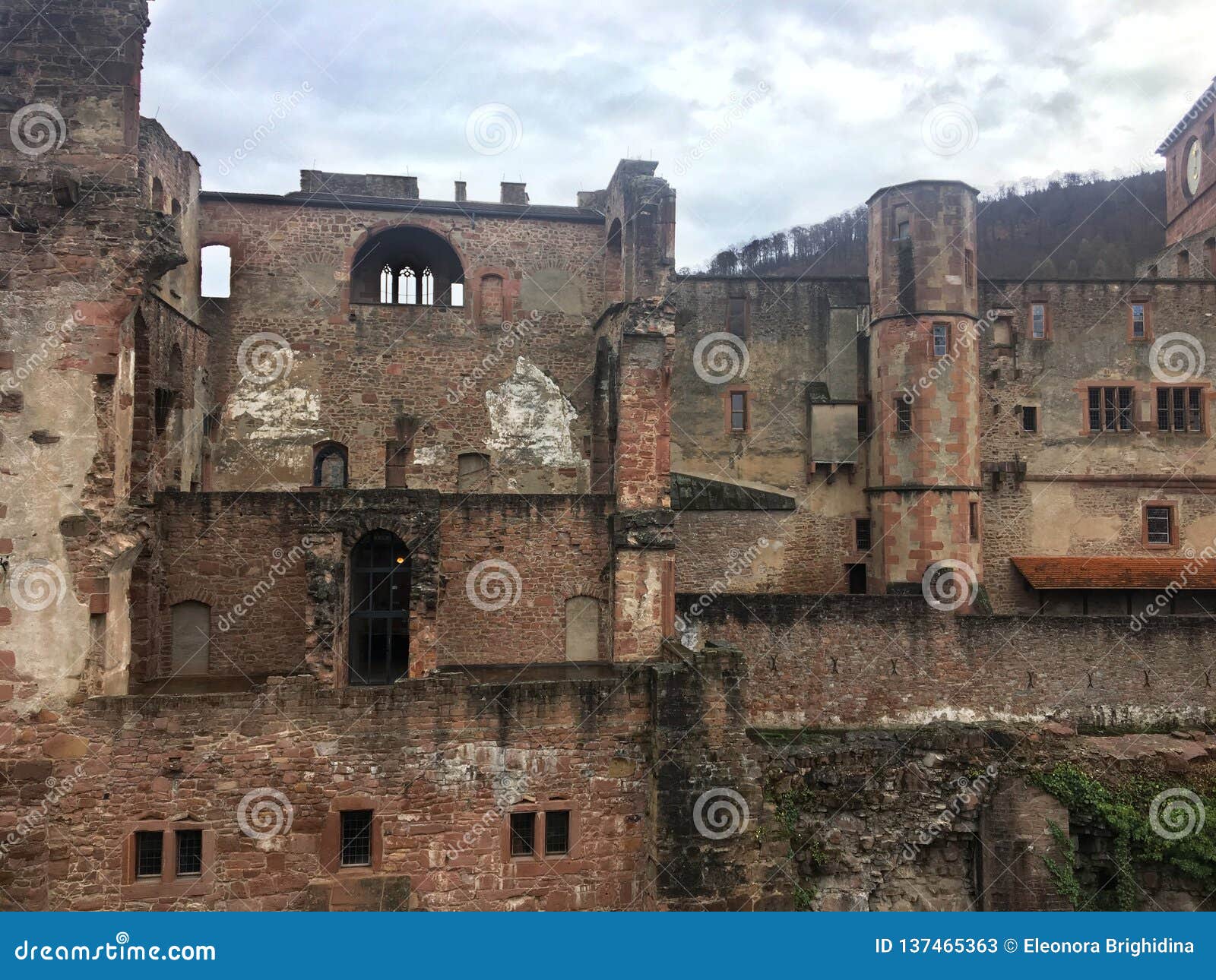 Ancient Castle of Red Stone. Destroyed Architectural Structure. Stock ...