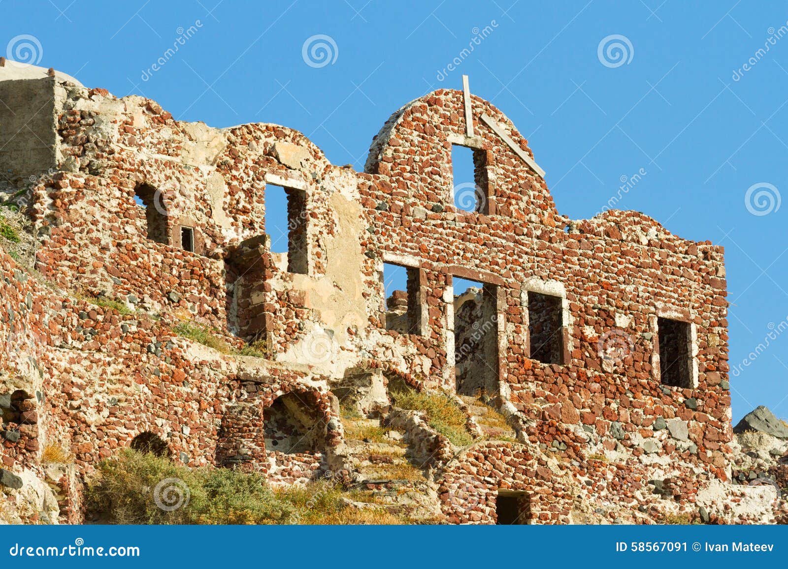 Ancient Castle Ruins in Oia Stock Image - Image of place, famous: 58567091