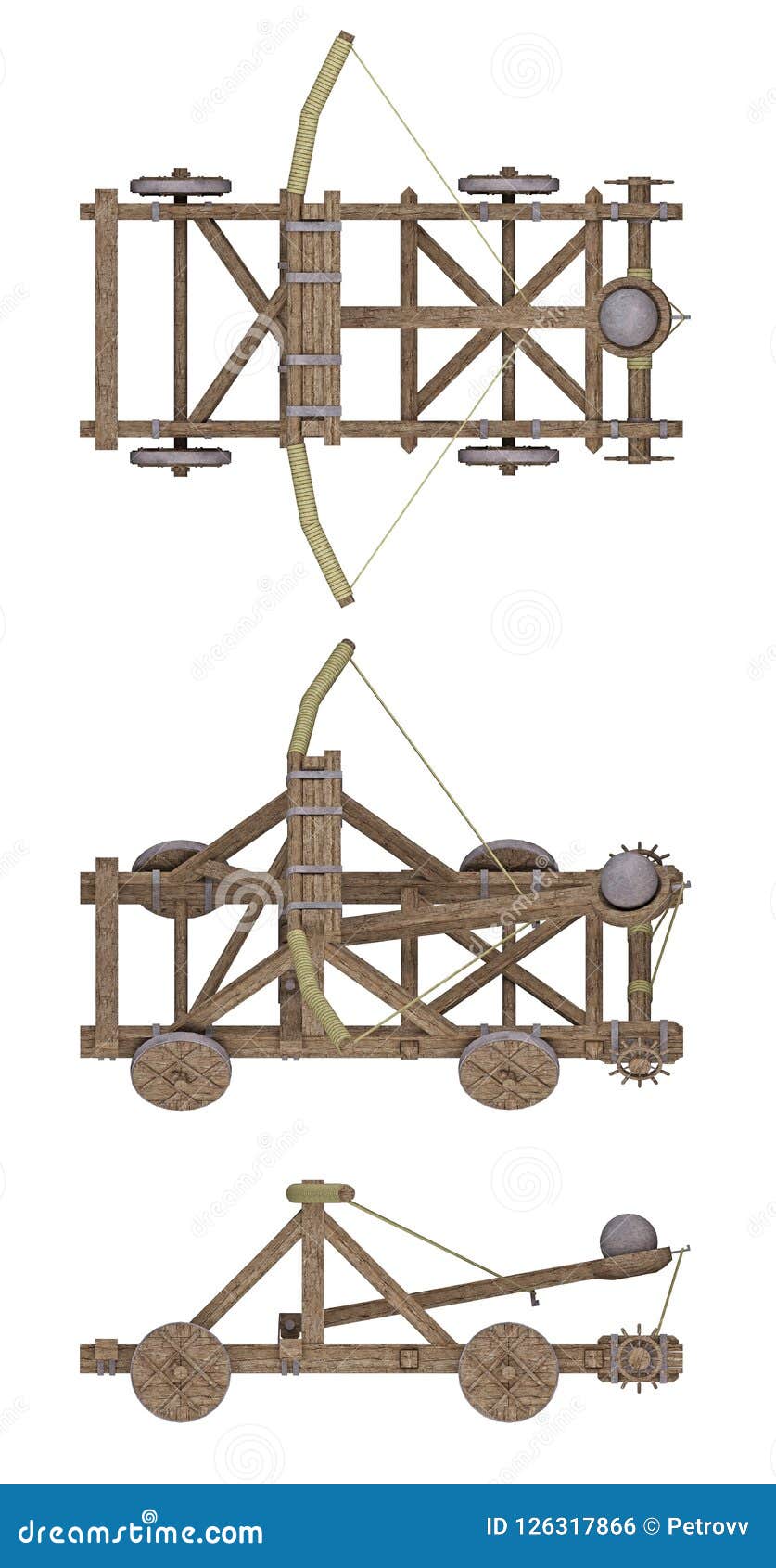 Catapult Isolated On White Background 3d Rendering Stock Illustration ...