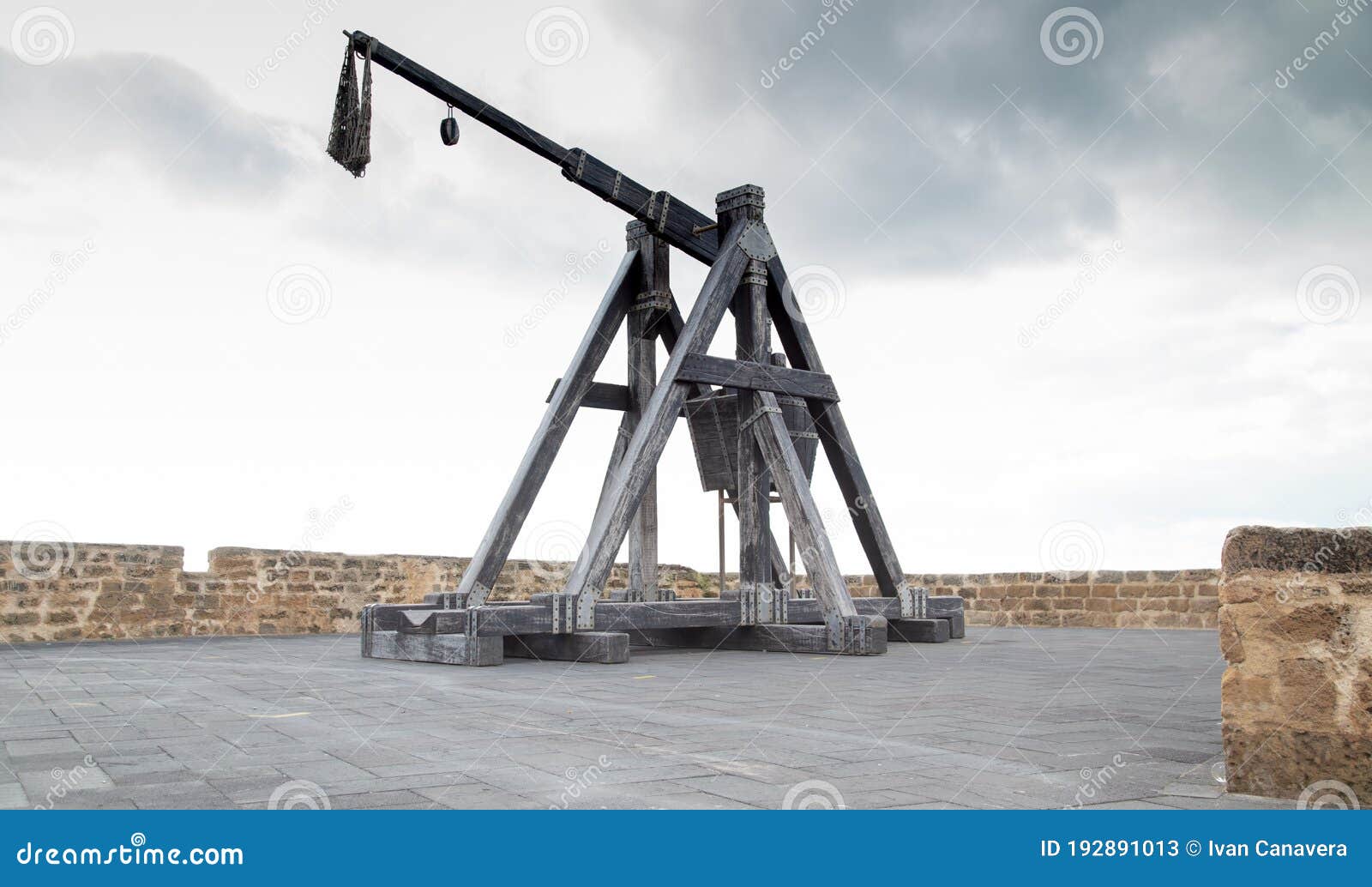 Ancient Catapult Located on the Ramparts of Alghero Stock Image - Image ...