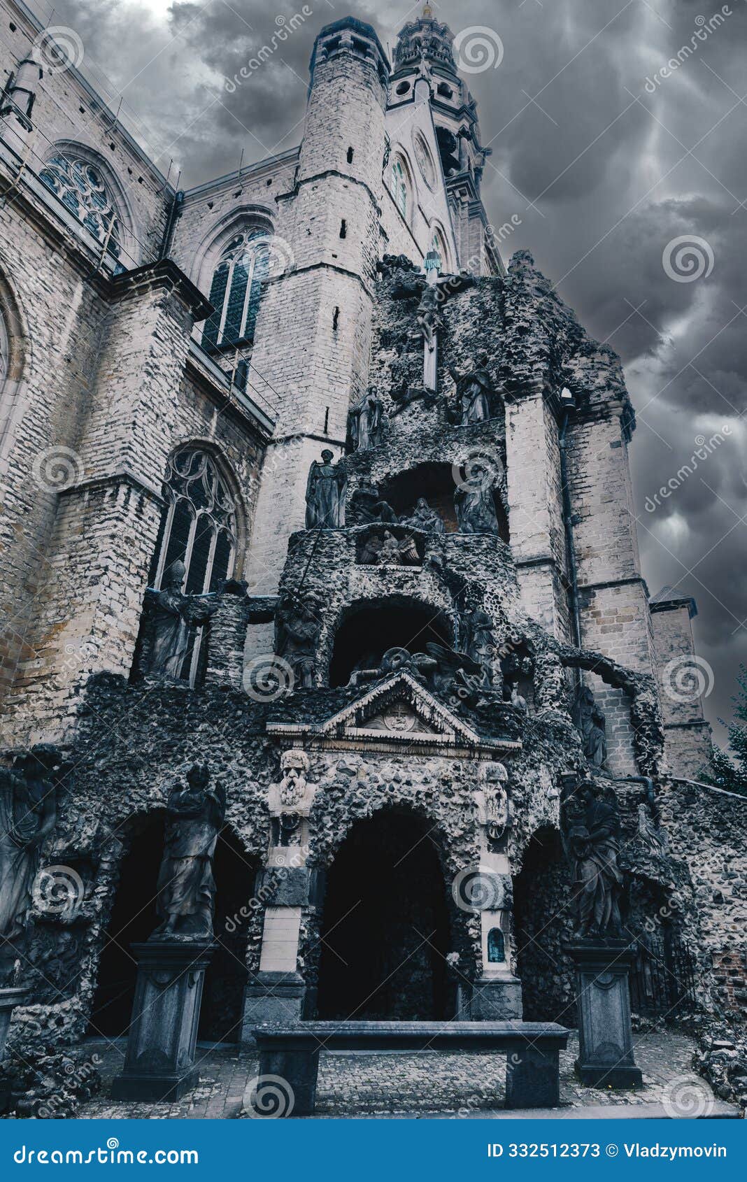 Ominous Dark Cathedral with a Dramatic Sky on the Background Stock ...
