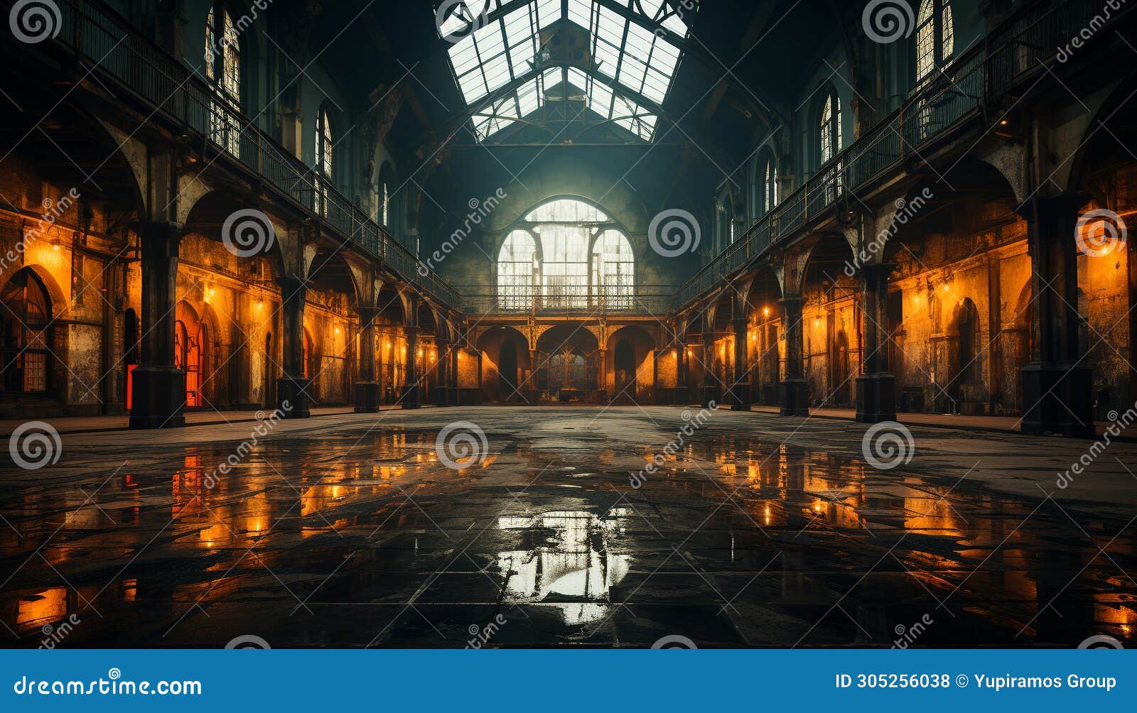 Ancient Cathedral, Illuminated Arches, Spirituality in Dimly Lit ...