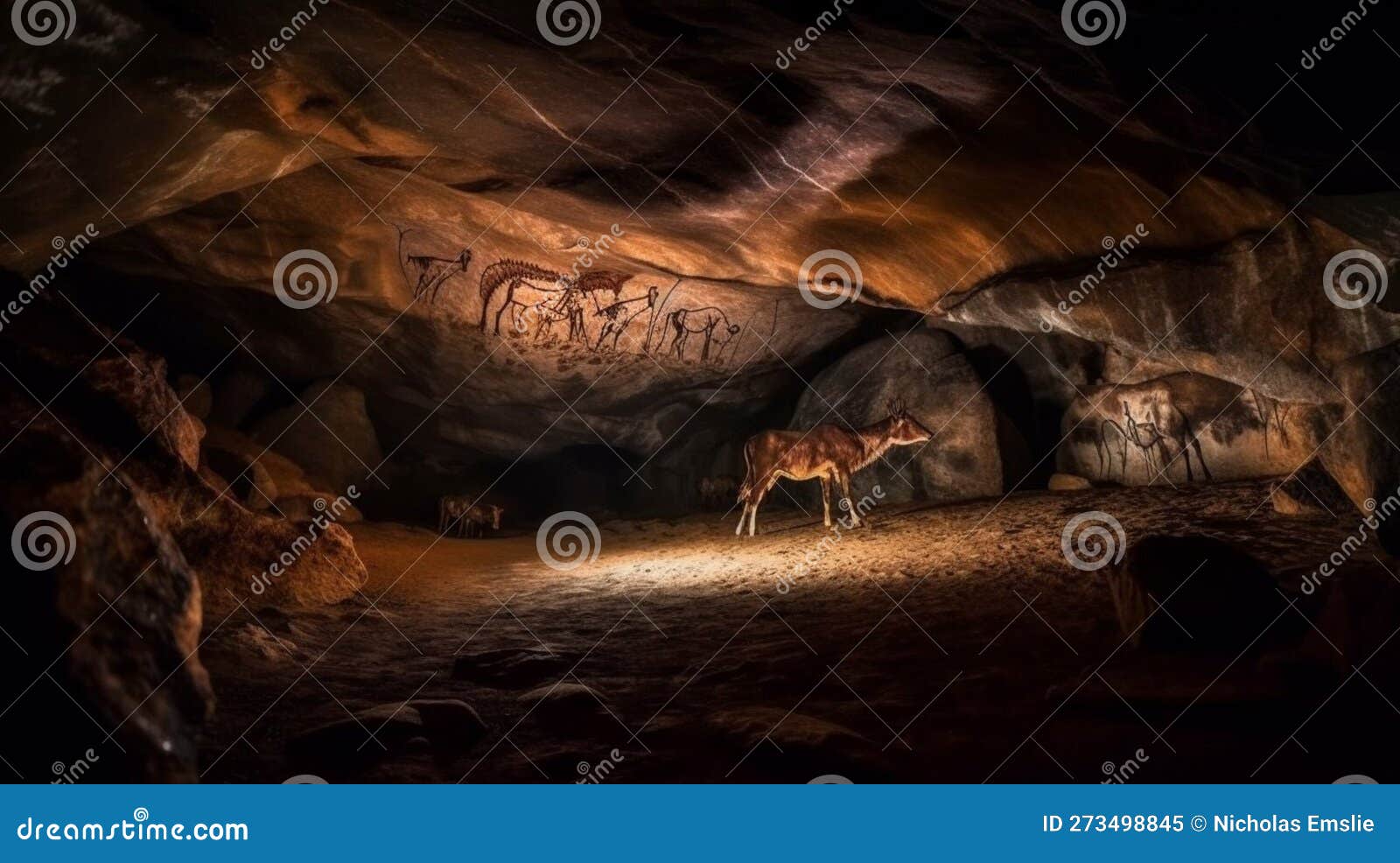 Ancient Cave Art Wallpaper Background Ai Generated Stock Illustration ...