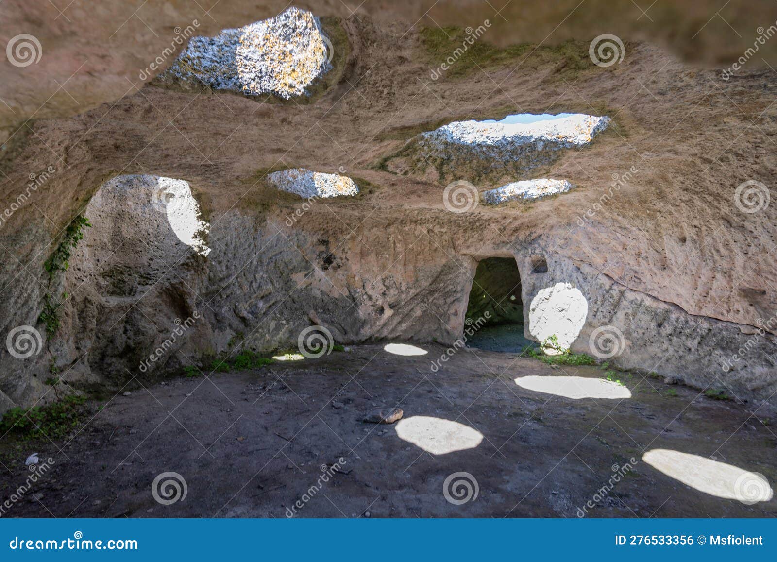 Ancient Cave City. Inside the Cave, View from the Window. Stock Photo ...