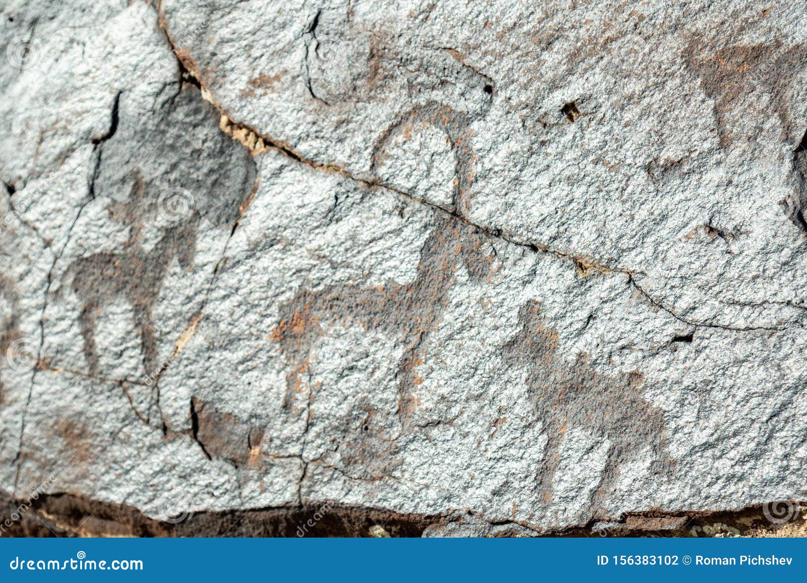 Ancient Cave Paintings. Petroglyphs in the Wild. Stock Photo - Image of ...