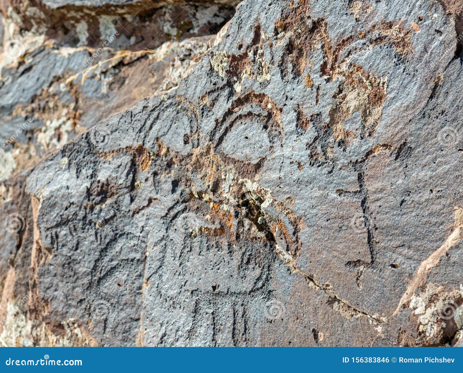 Ancient Cave Paintings. Petroglyphs in the Wild. Stock Photo - Image of ...