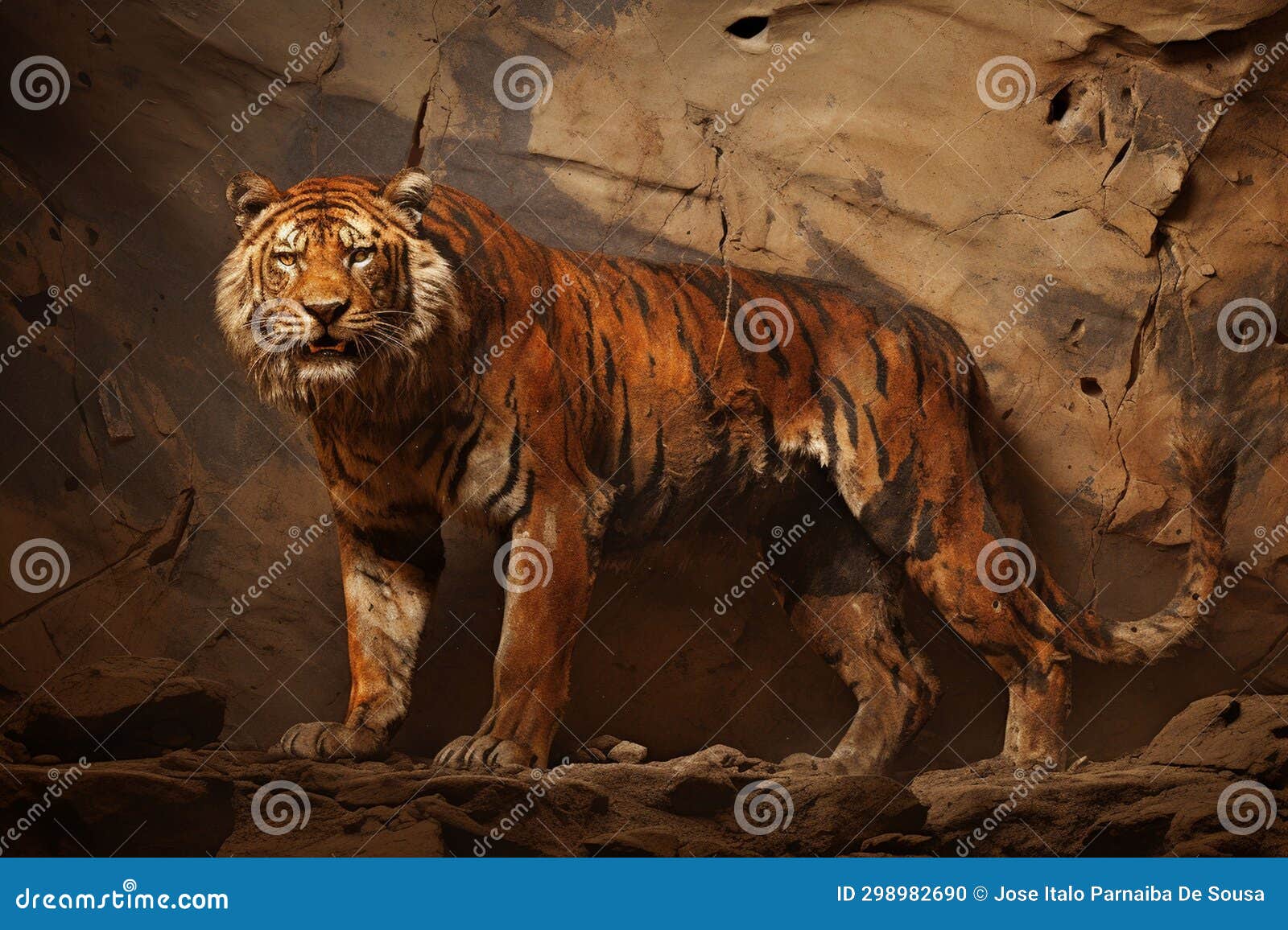 Ancient Cave Paintings of Sabertoothed Tigers Octa Stock Illustration ...