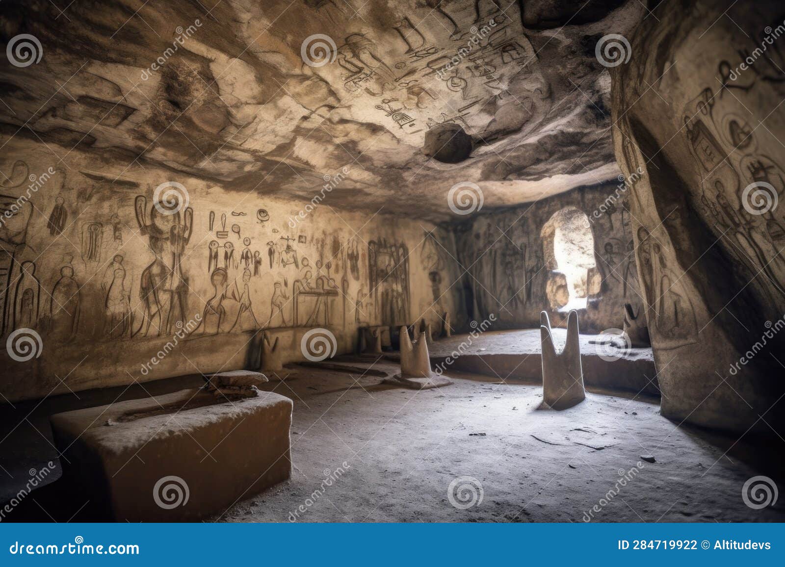 Ancient Cave Storytelling through Art and Symbols Stock Illustration ...