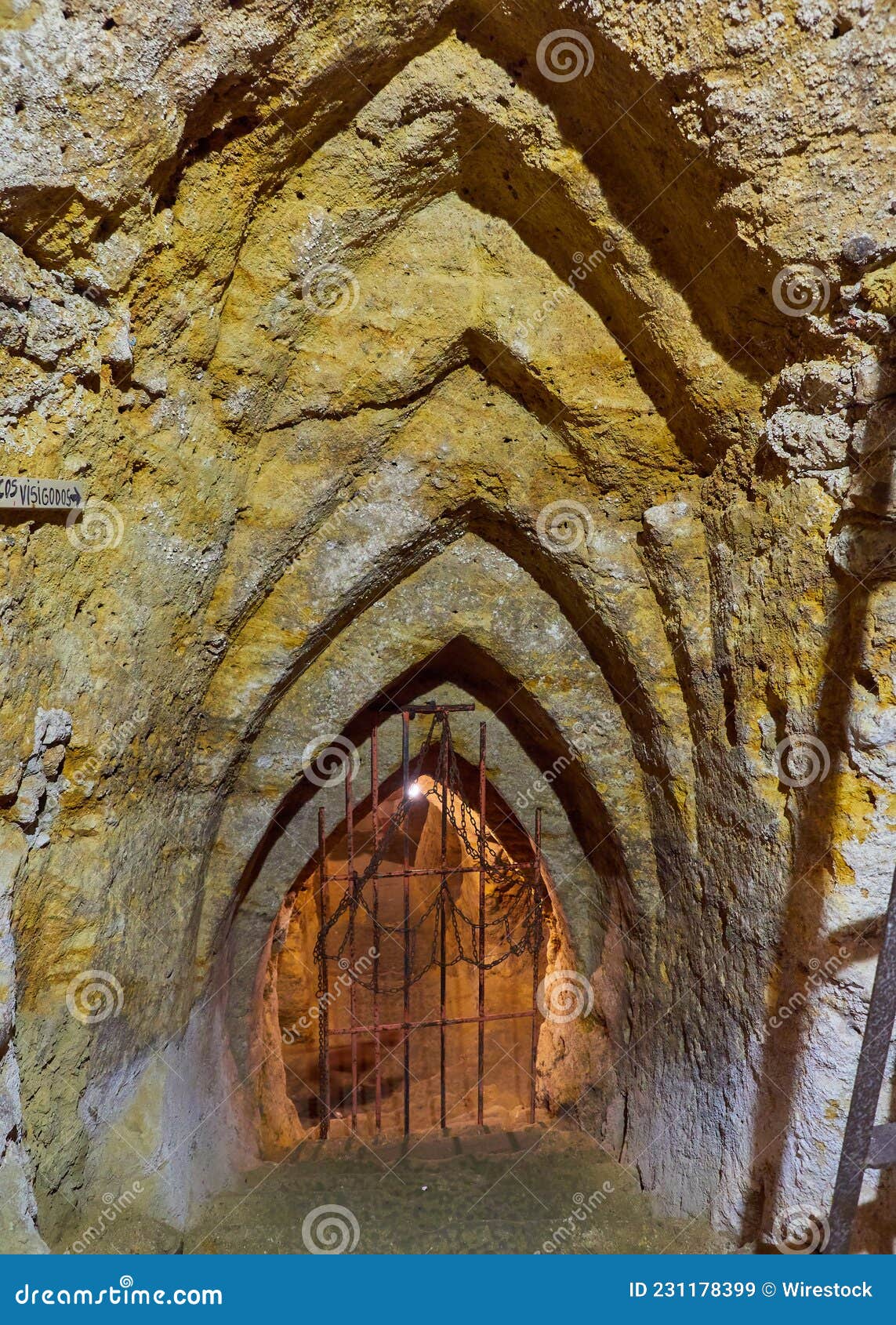 Ancient cave with tunnels stock image. Image of ruin - 231178399