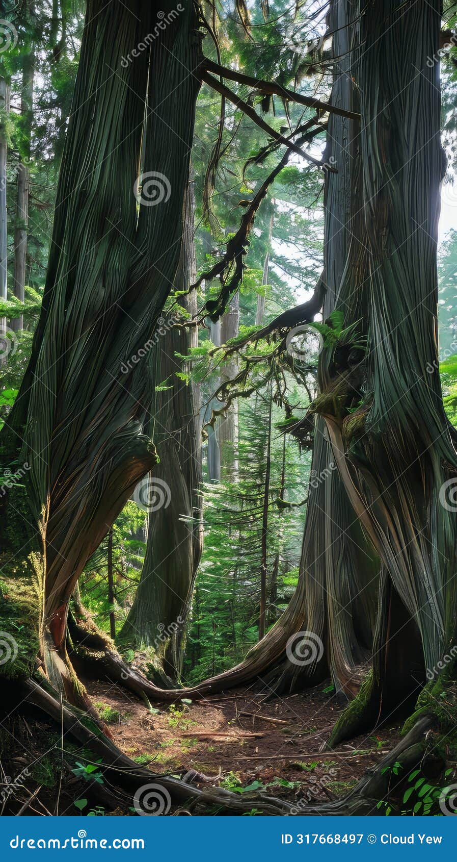An Ancient, Cedar Tree, Gnarled Juniper Tree With Vibrant Green Foliage ...