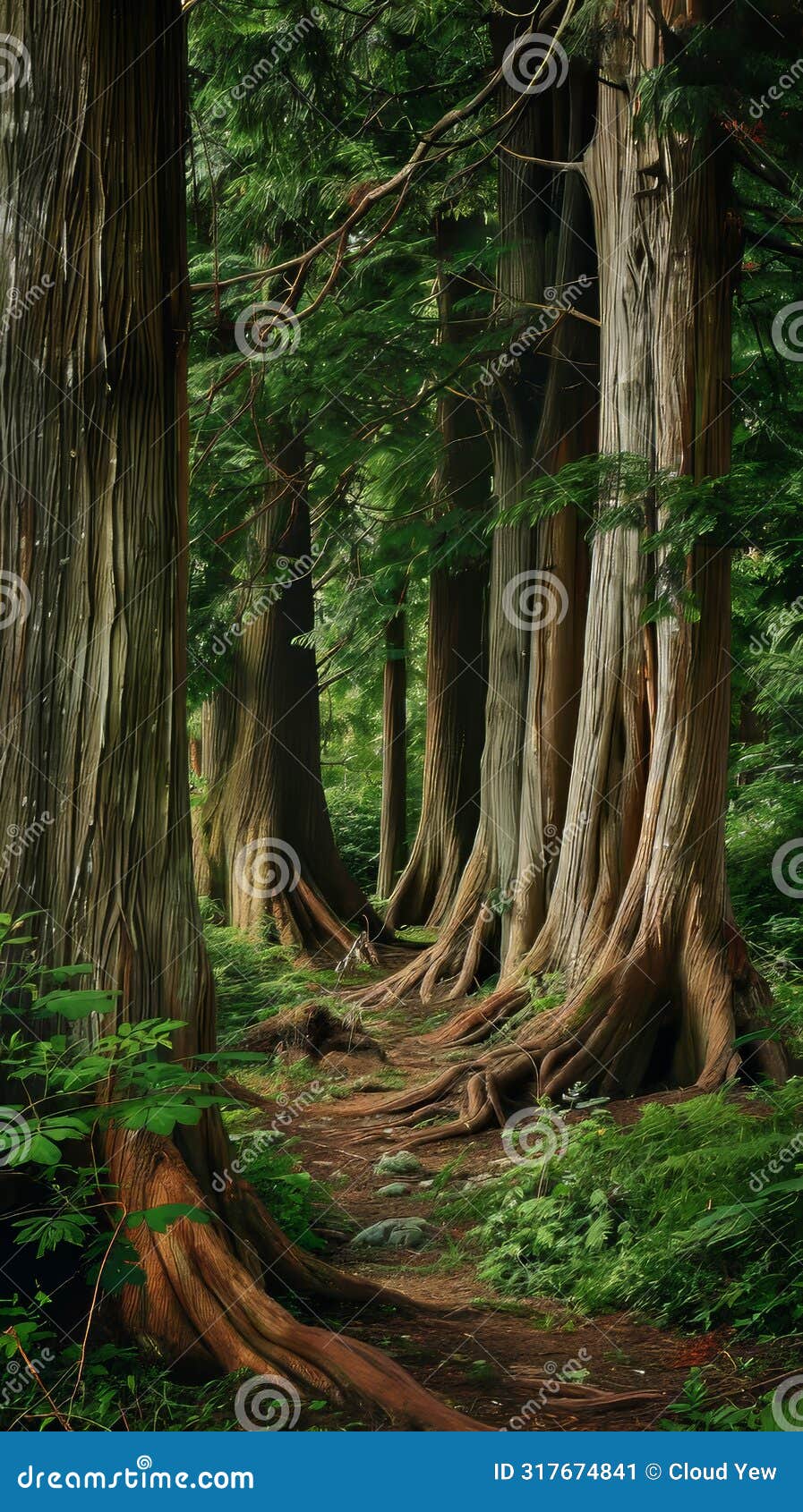 An Ancient, Cedar Tree, Gnarled Juniper Tree With Vibrant Green Foliage ...