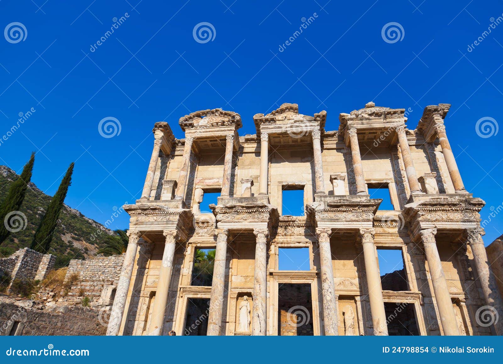 Ancient Celsius Library in Ephesus Turkey Stock Photo - Image of ...