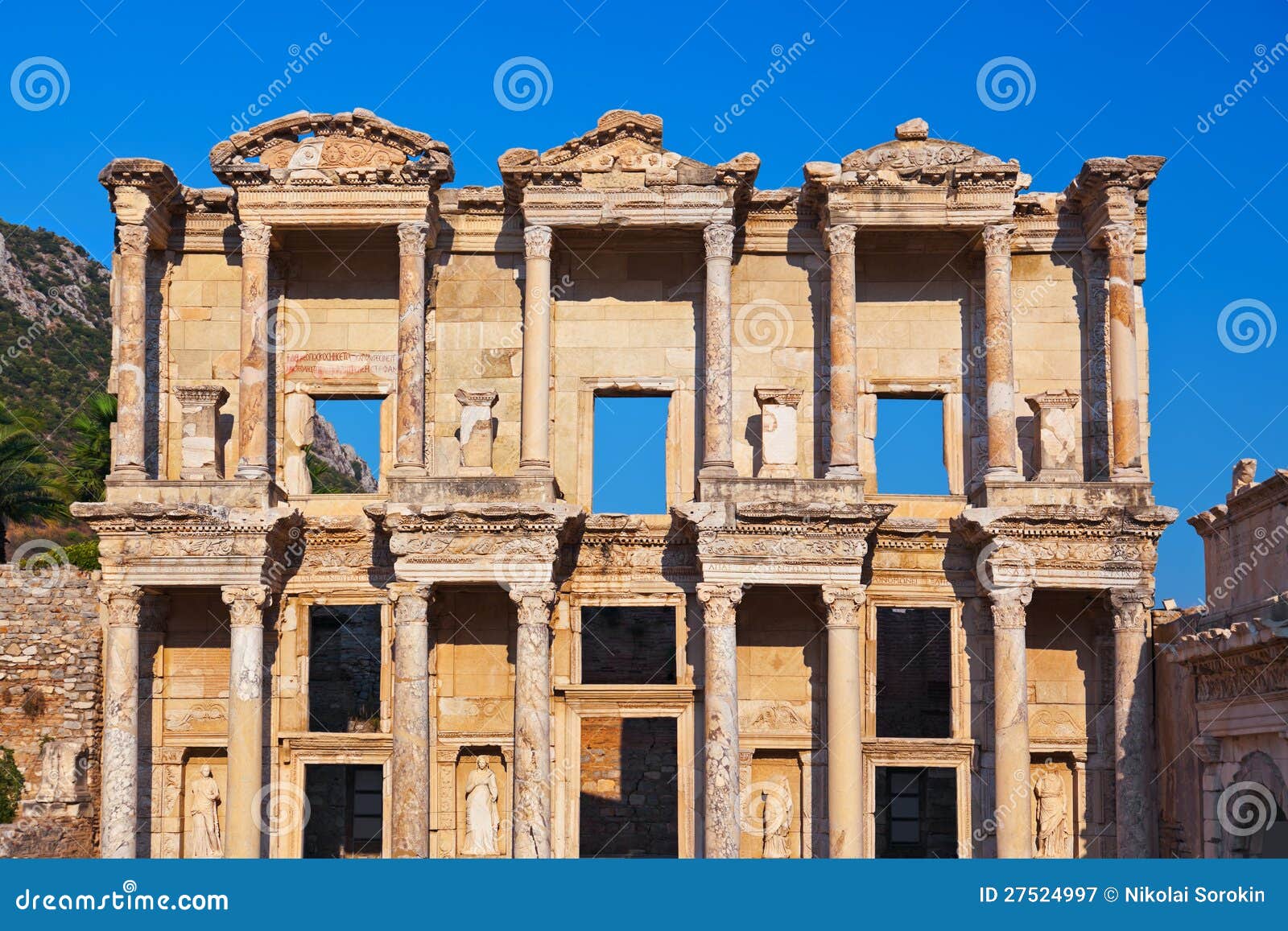 Ancient Celsius Library in Ephesus Turkey Stock Image - Image of ...