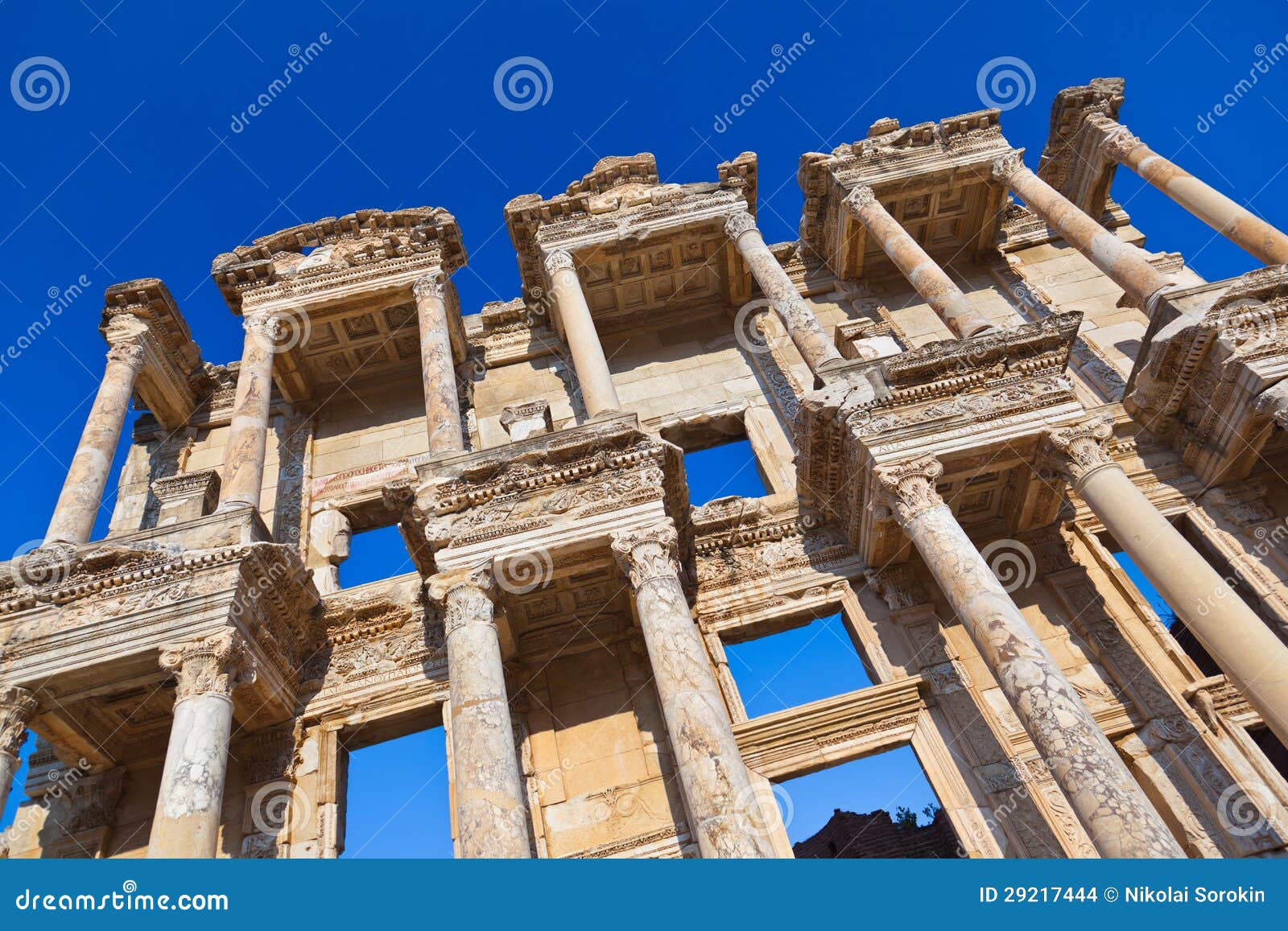 Ancient Celsius Library in Ephesus Turkey Stock Photo - Image of ...