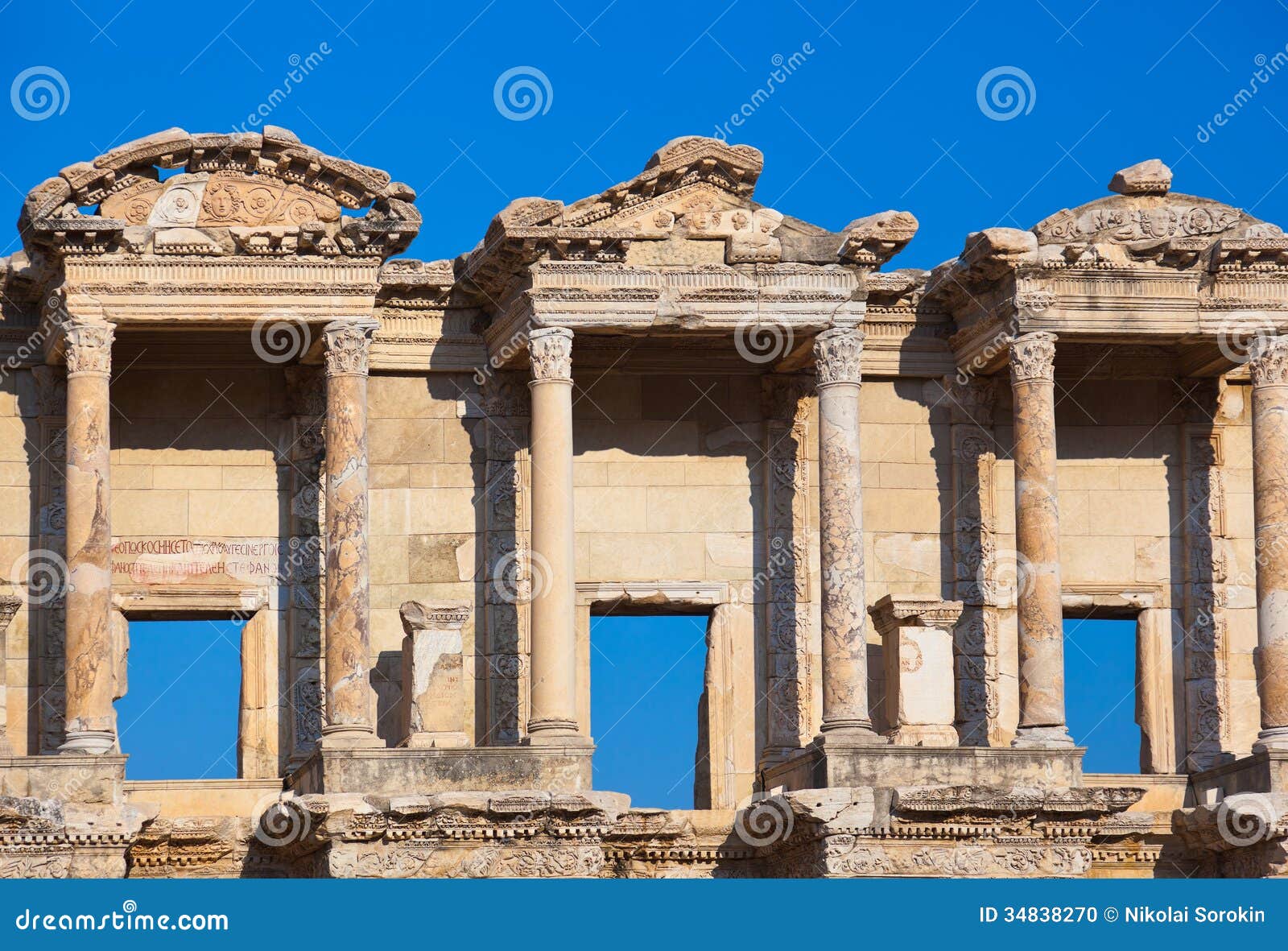 Ancient Celsius Library in Ephesus Turkey Stock Photo - Image of efes ...