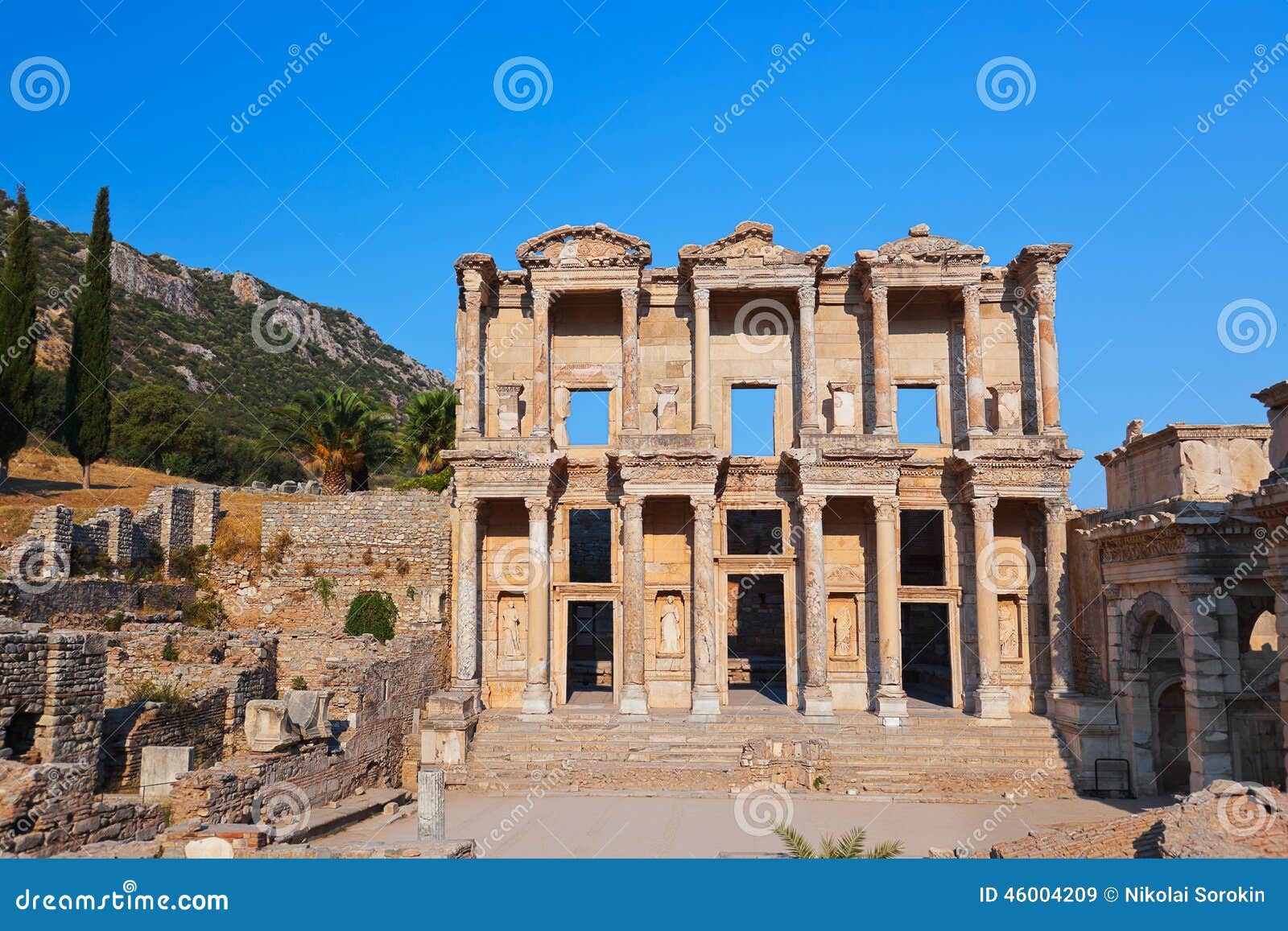 Ancient Celsius Library in Ephesus Turkey Stock Image - Image of ...