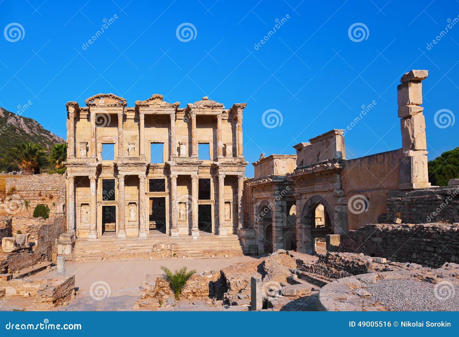 Ancient Celsius Library in Ephesus Turkey Stock Photo - Image of ...