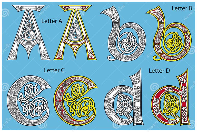Ancient Celtic alphabet stock vector. Illustration of figure - 18859785