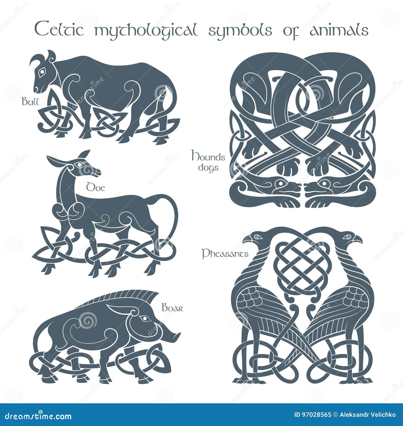 Ancient Celtic Mythological Symbol Animails Set Stock Vector ...