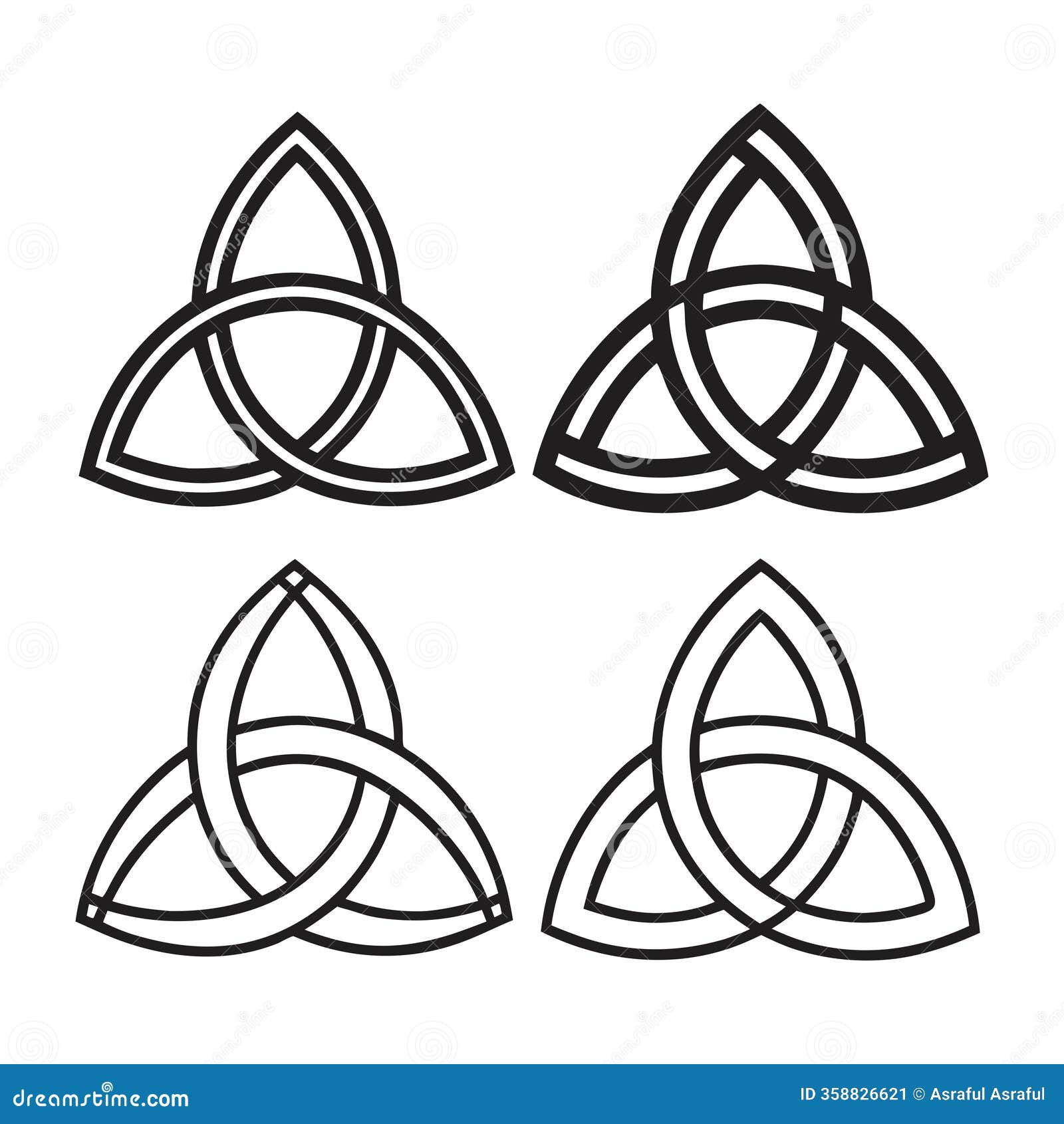 Ancient Celtic Trinity Knot Symbol Icon Set Stock Vector - Illustration ...