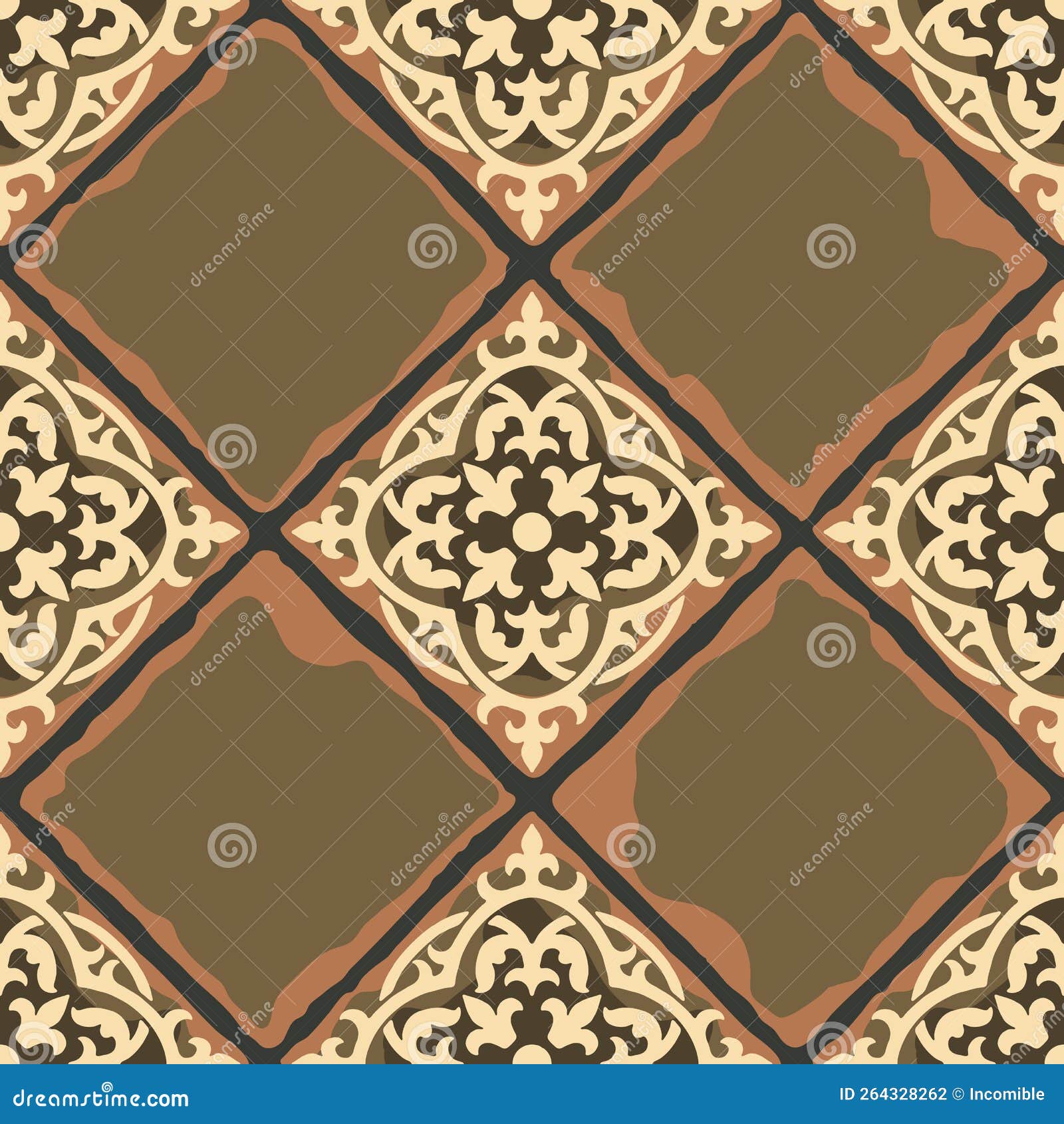 Ancient Ceramic Tile Seamless Pattern. Wall or Floor Texture ...