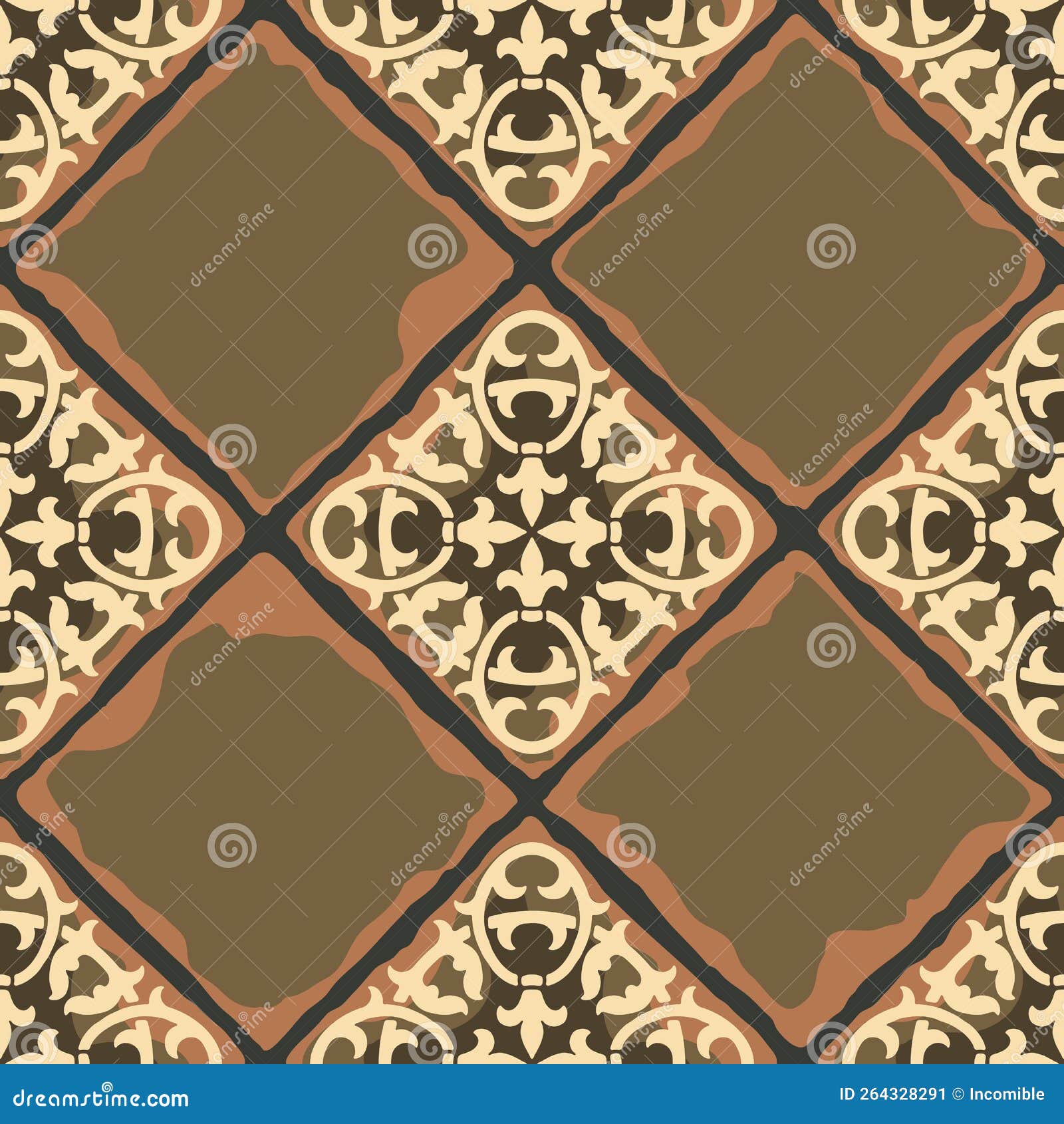 Ancient Ceramic Tile Seamless Pattern. Wall or Floor Texture ...